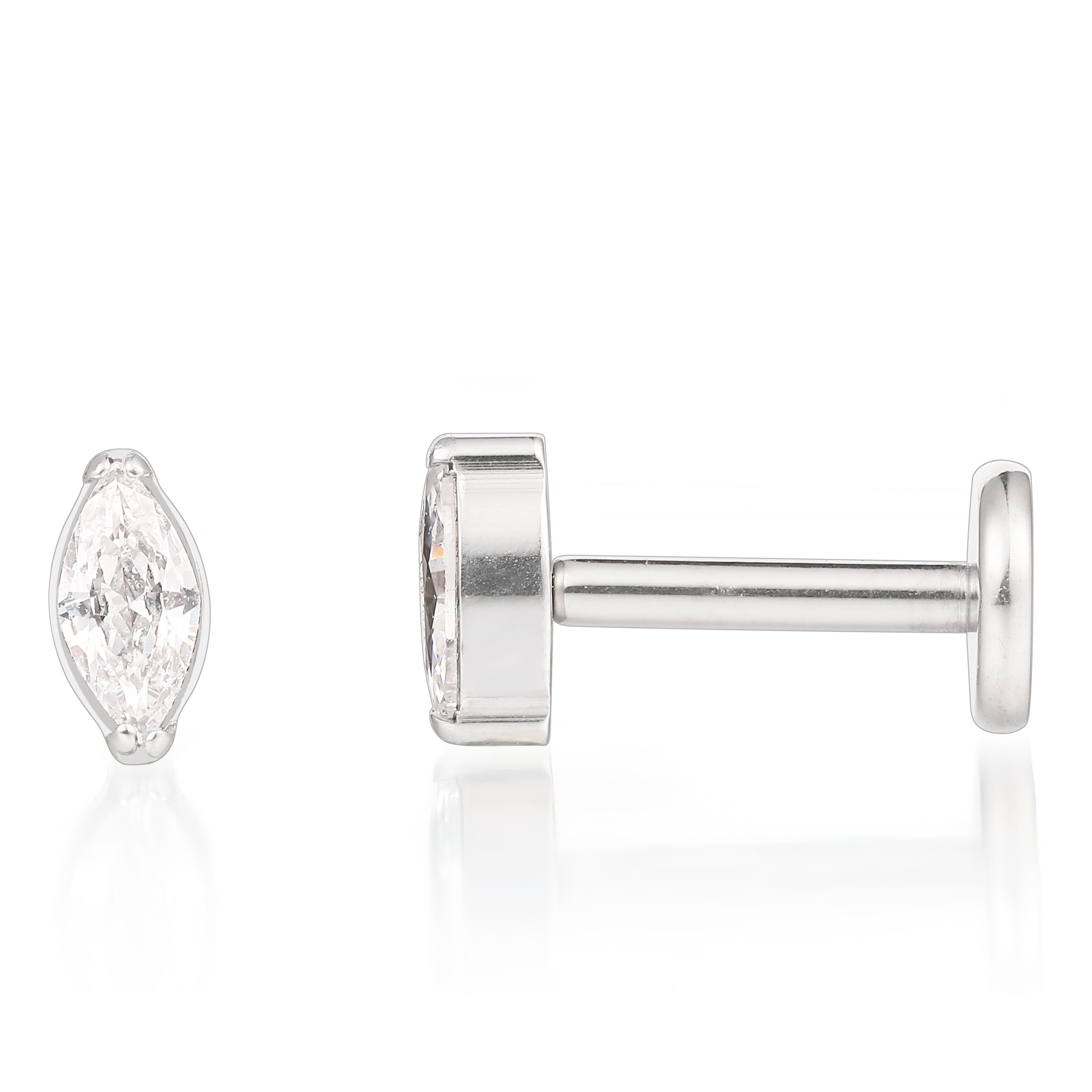 Limerencia Titanium 18k Flat Back Stud Earrings Hypoallergenic ...