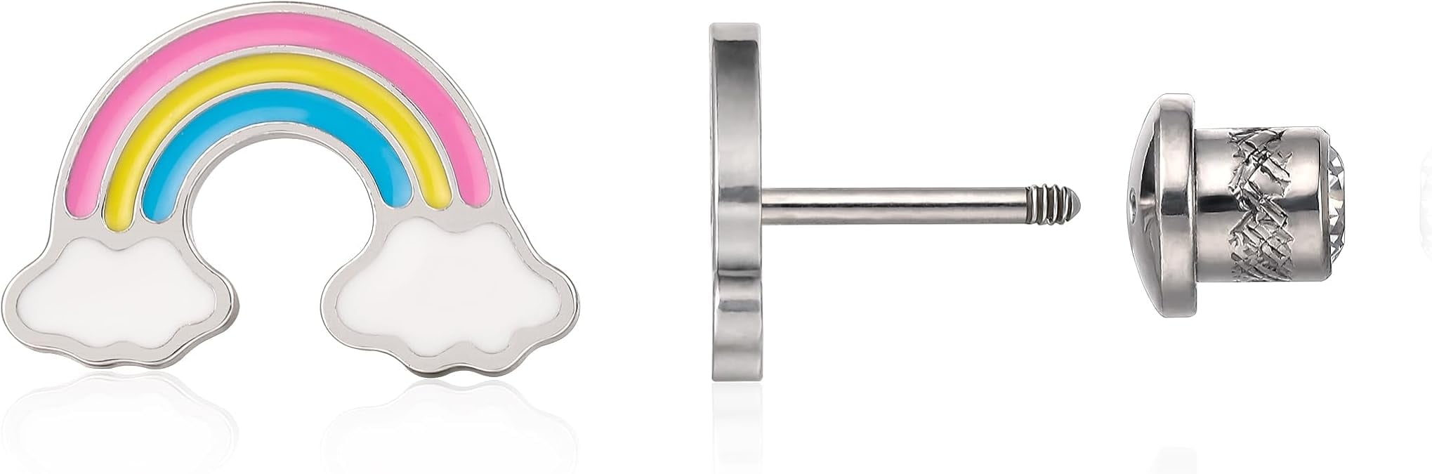 Limerencia Titanium Screw-on Earrings, Hypoallergenic, Rainbow Cloud ...