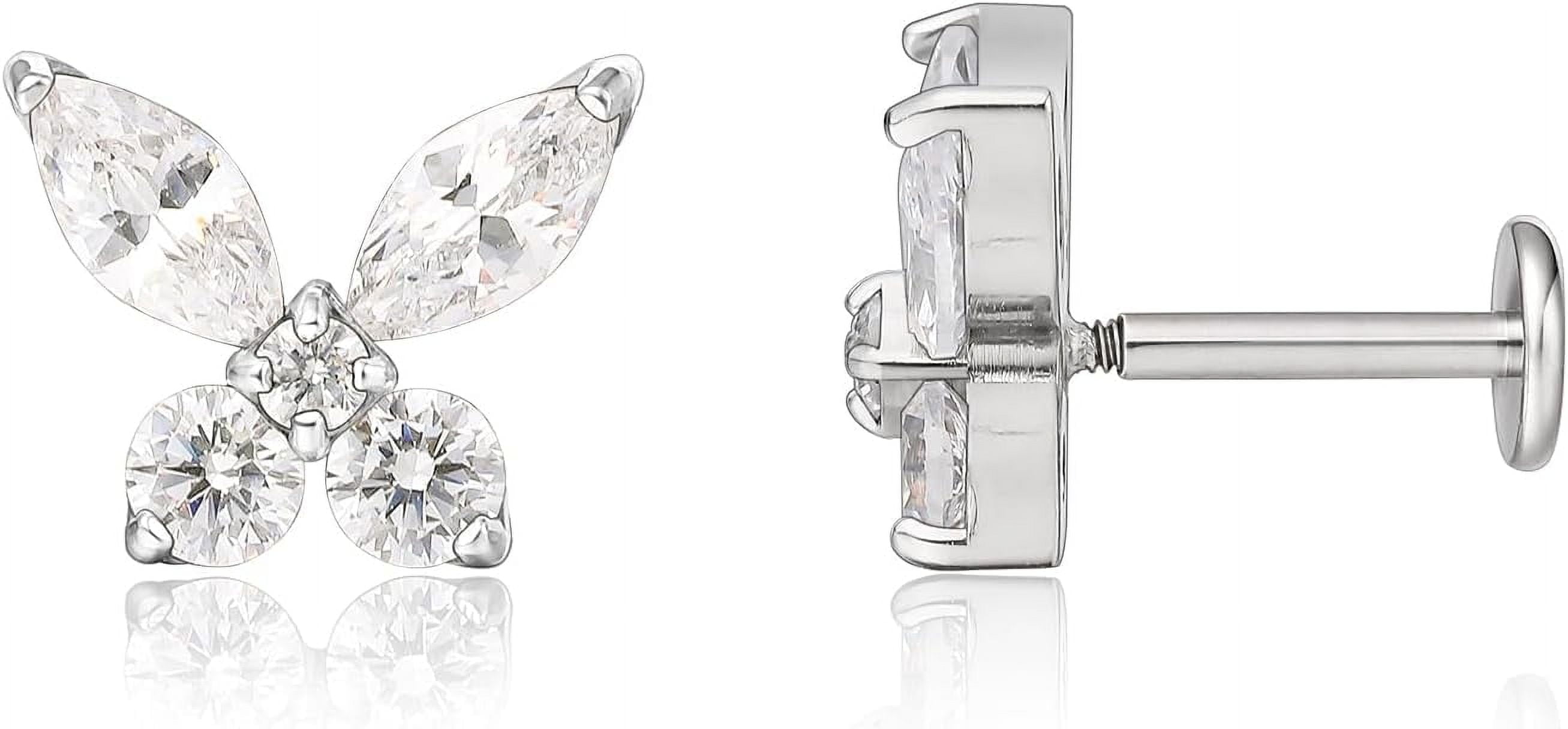 Limerencia Titanium Tragus Piercing Jewelry, Clear CZ Earrings ...