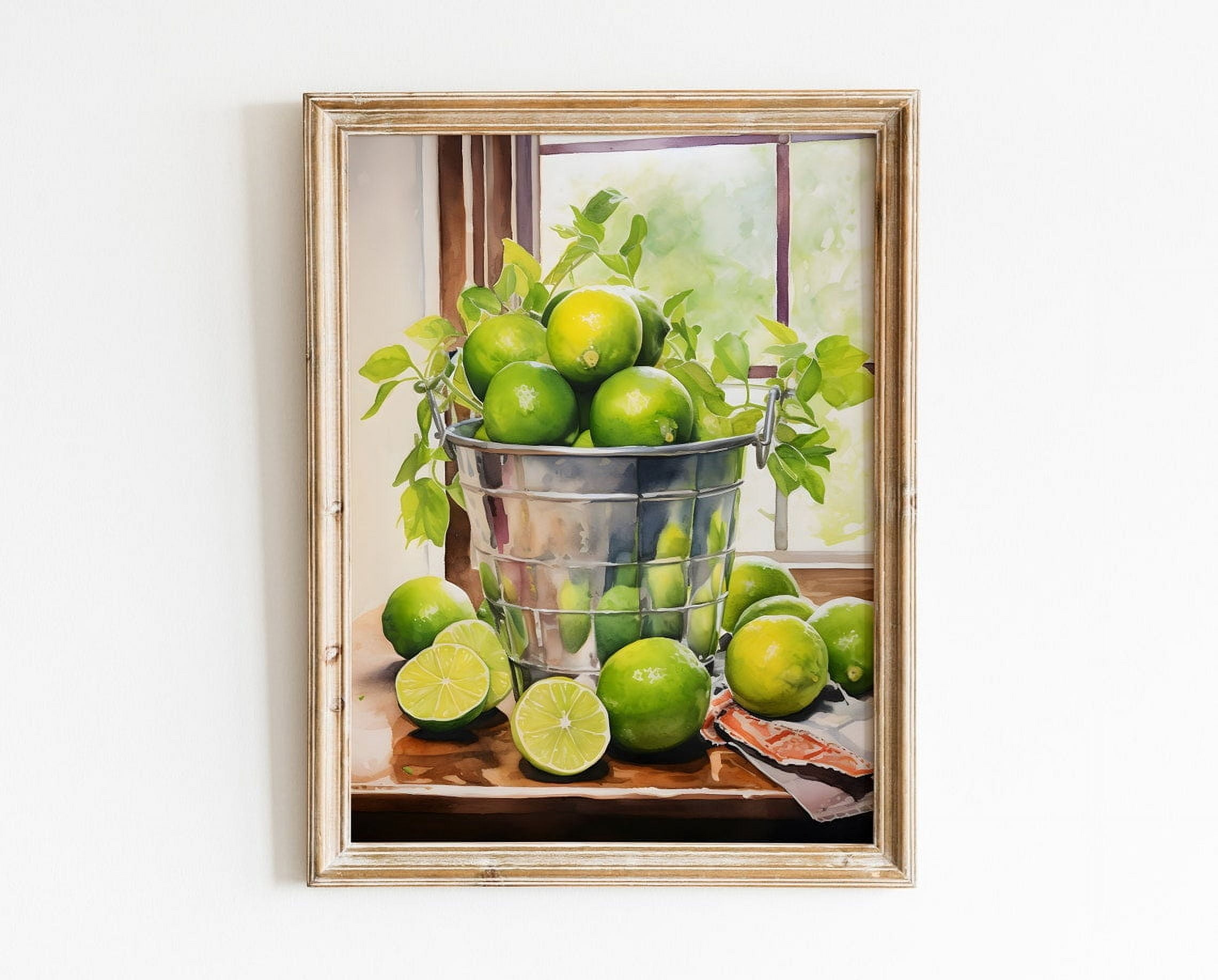 Limes Still Life Painting, Kitchen Poster, Vintage Still Life Painting ...