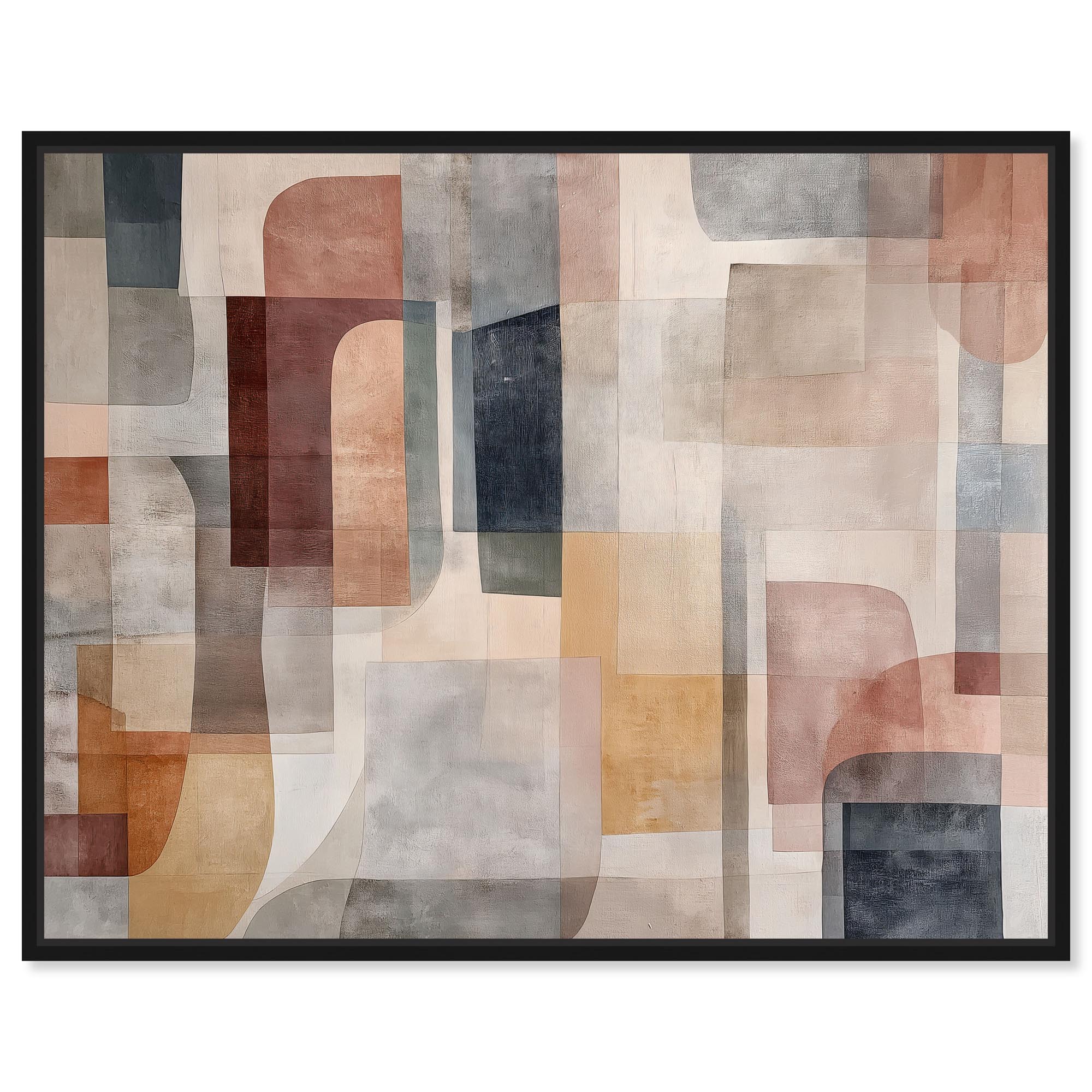 Liminal Shapes I Canvas Print Midcentury Art by Art Remedy, Black Frame ...