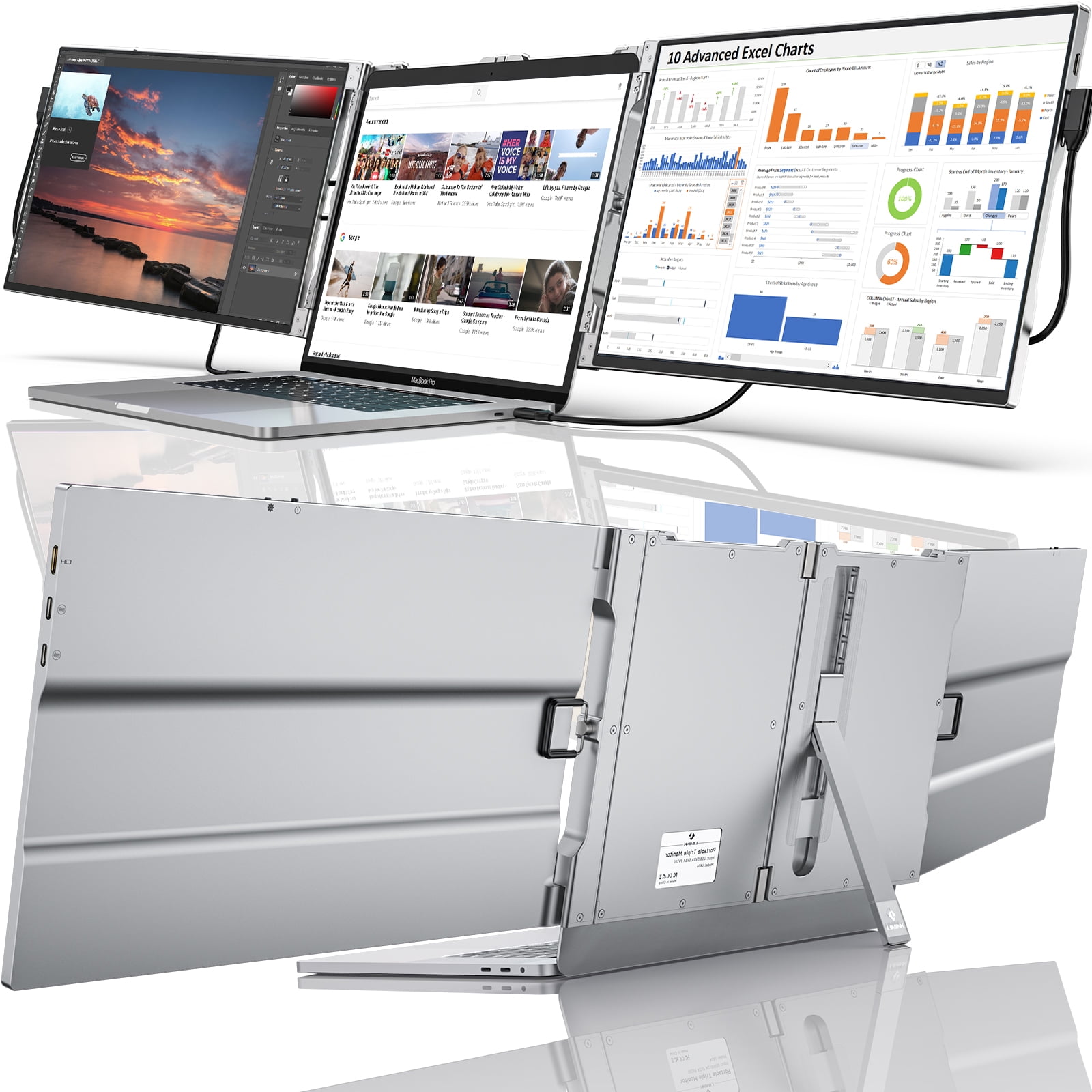 Limink Laptop Monitor Extender Al Alloy Portable Triple Monitor for ...