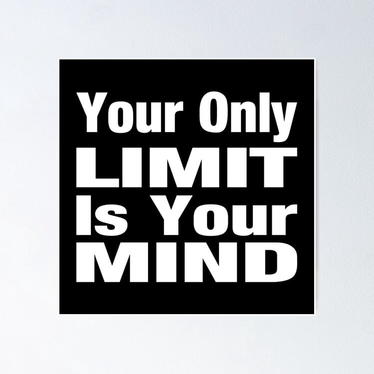 Your Only Limit Is Your Mind Typography Life And Inspiration Quote In ...