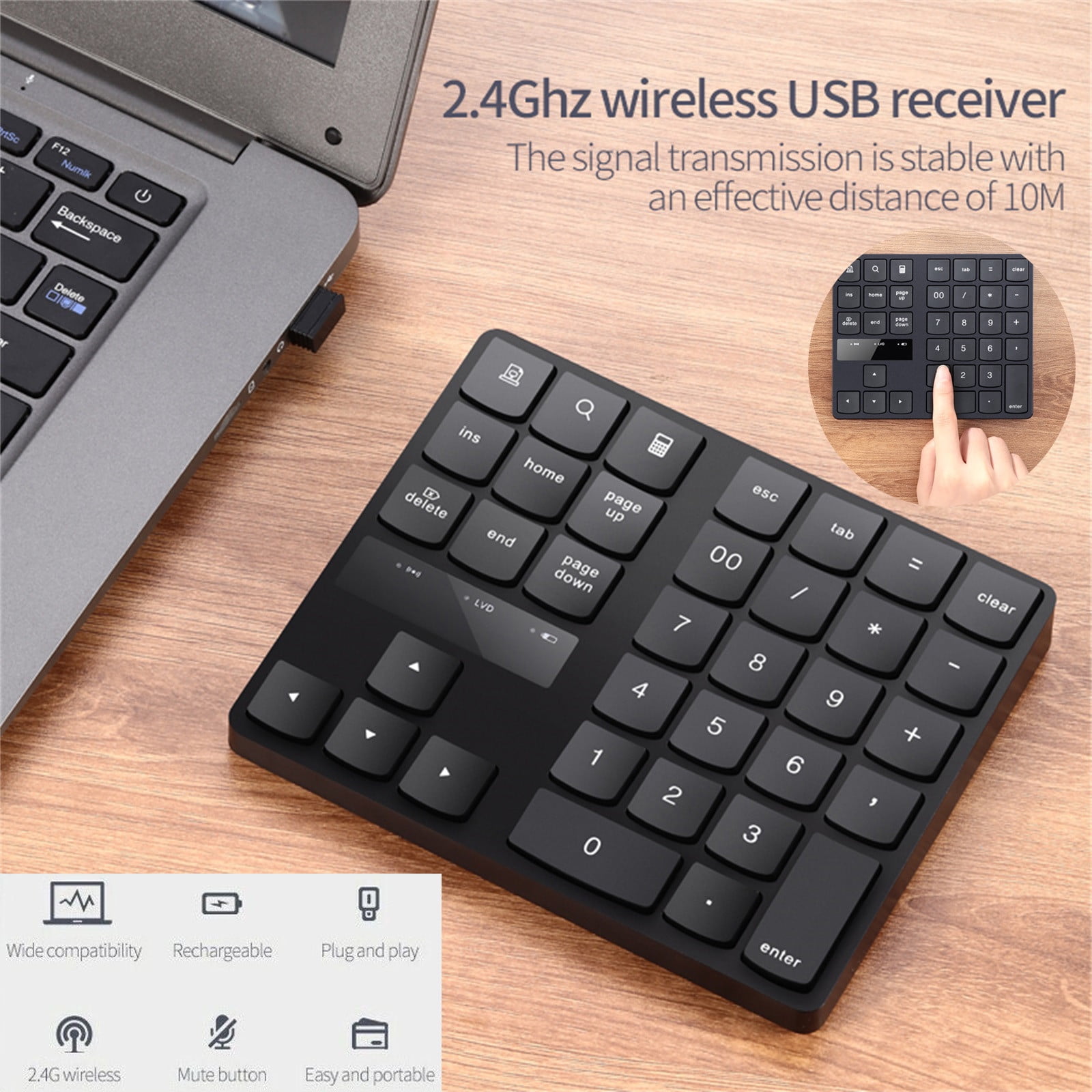 Limited Deal, Wireless Numeric Keypad, 35 Keys Rechargeable, Compact ...