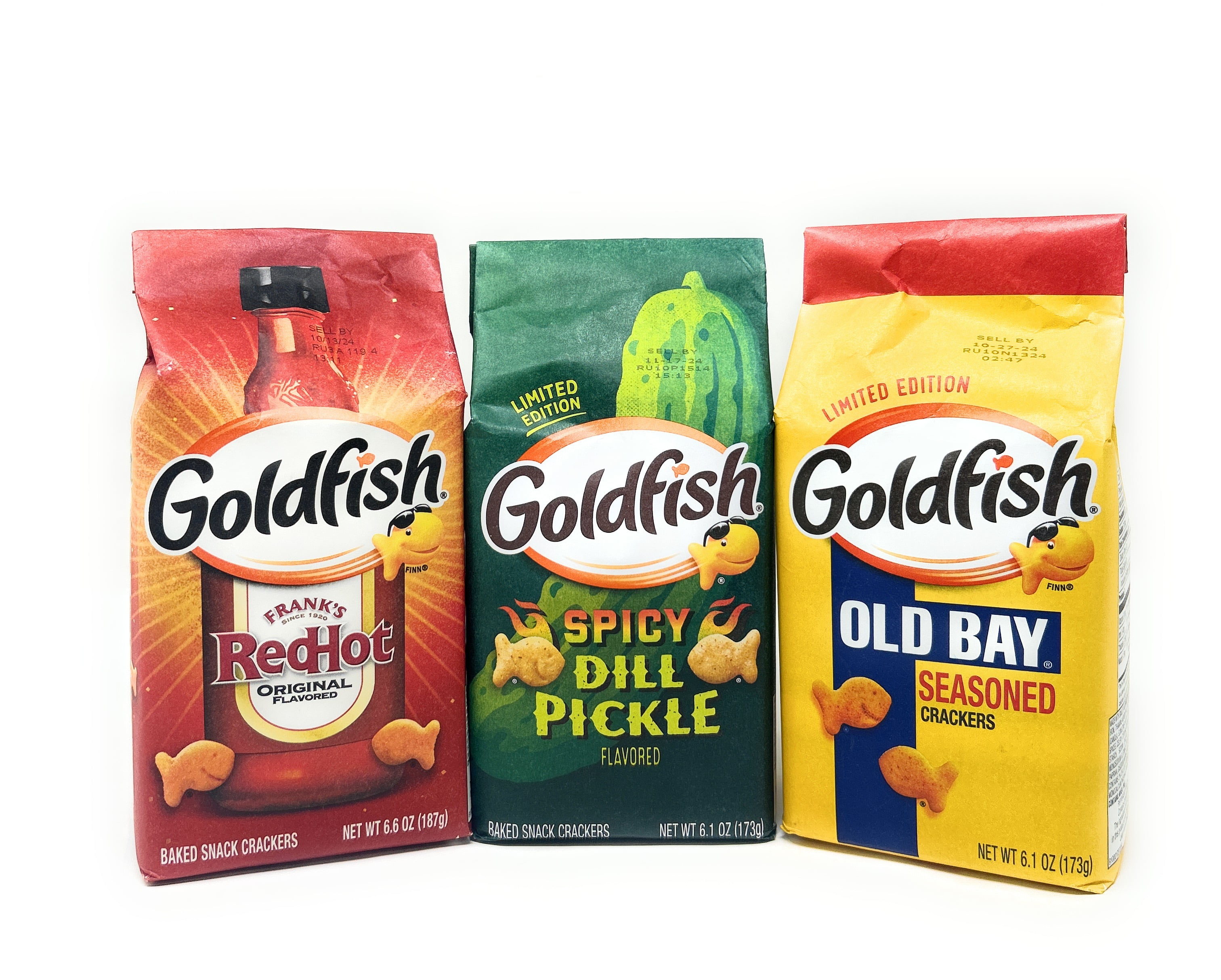 Limited Edition Goldfish Snacks - 1 Pack Each: Old Bay, Frank's Red Hot ...