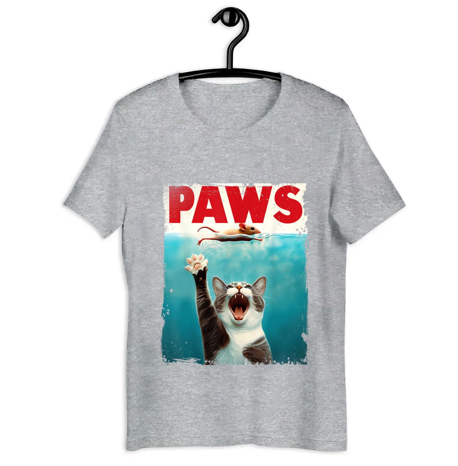 Limited Edition Short Sleeves Paws shirt Funny Cat Jaws Parody Graphic ...