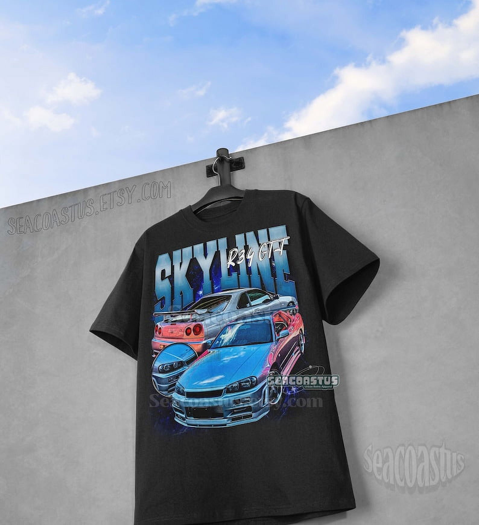 Limited Skyline R34 GT-T Vintage T-Shirt, Skyline R34 GT-R JDM Graphic ...