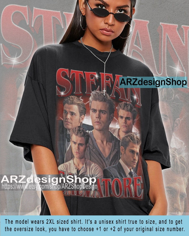 Limited Stefan Salvatore Shirt Gift Graphic Tee Horror movie T-Shirt Vintage 90s Stefan ...