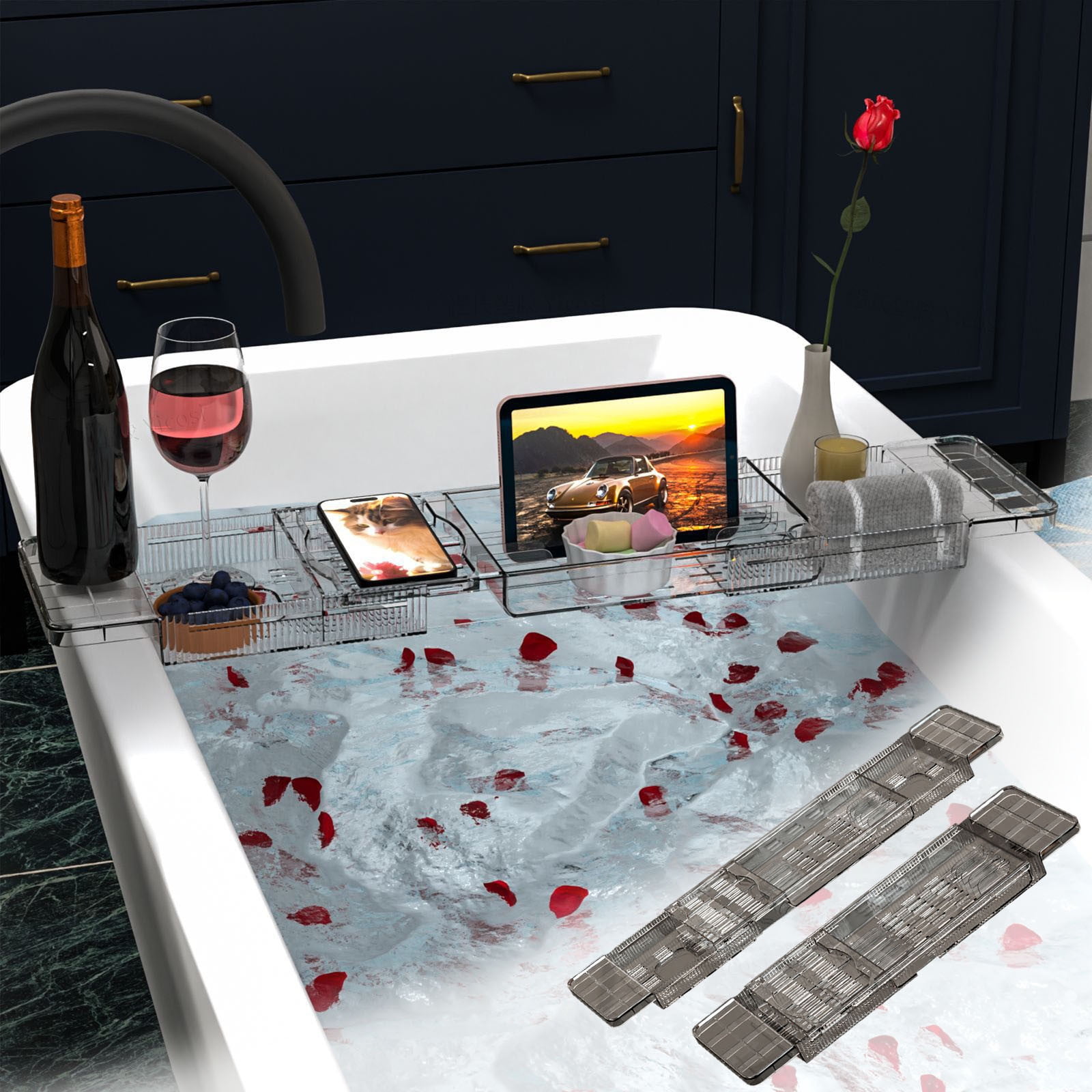 Limited Stock,Bathtub Storage Rack, Retractable Bathrooms, Transparent ...