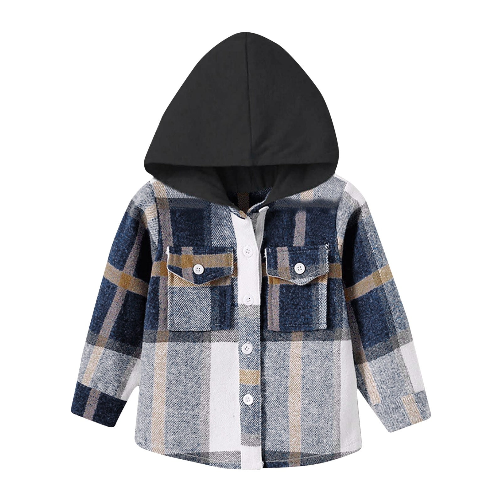 Limited Stock, Hooded Long Sleeved Brushed Plaid Shirt Jacket, Cozy and ...