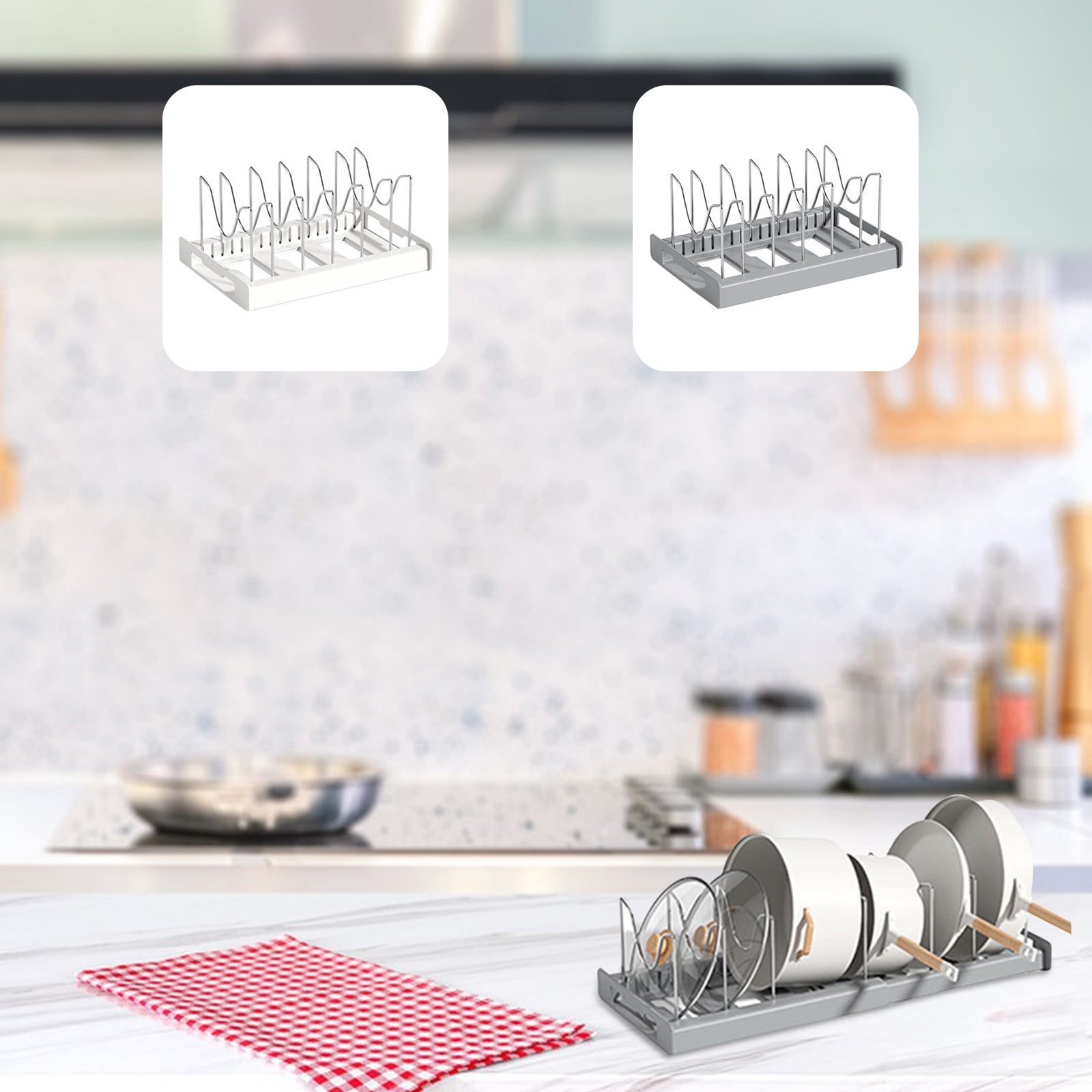 Limited Stock, Pot Rack Organizer Expandable Pot Lid Holder, Adjustable ...