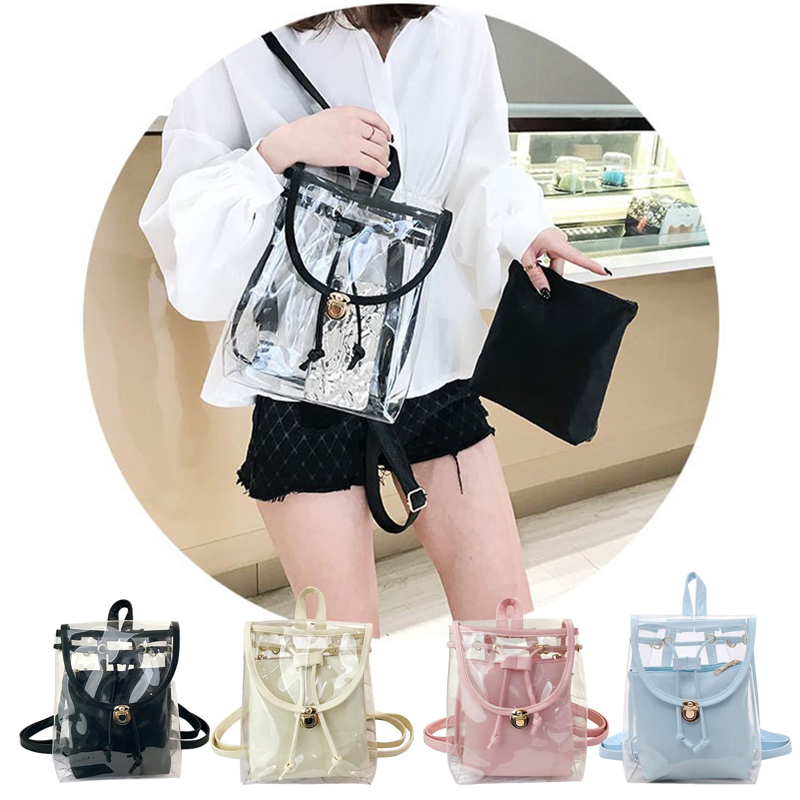 Limited Stock, Transparent Multipurpose Backpack, Clear Vinyl Travel Bag for Concerts, Sports ...