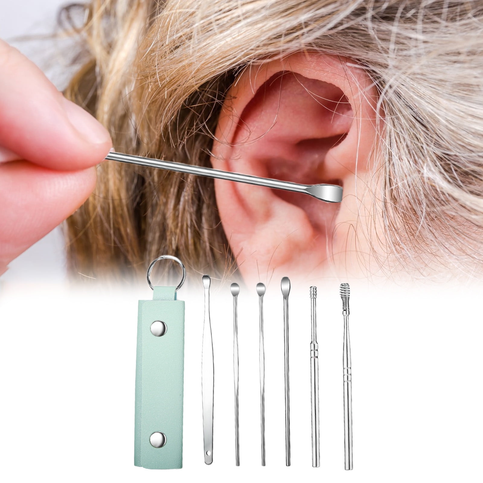 Limited Time Deal karymi Stainless Steel Ear Pick Set of 6 - Leather ...