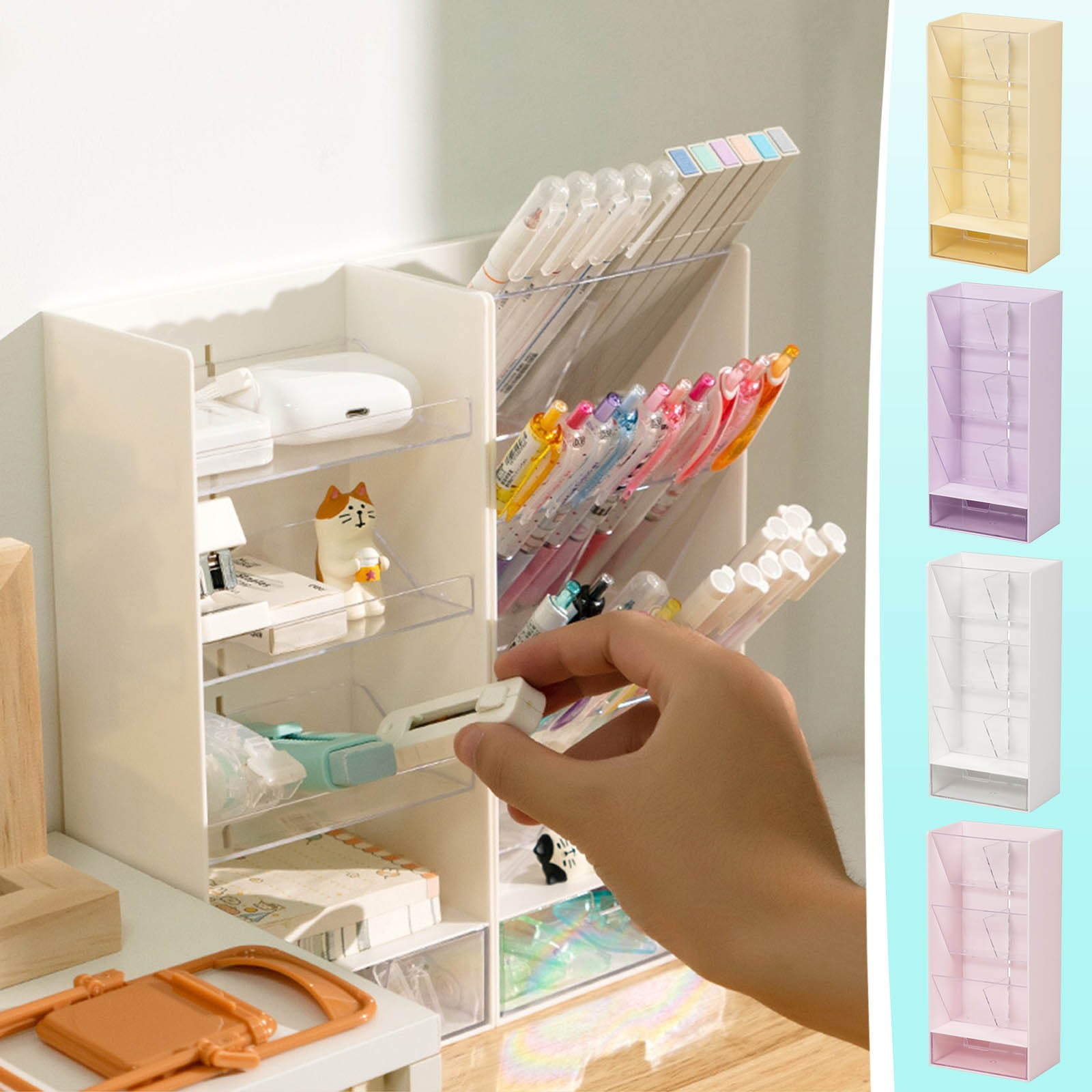 Angeler Clear Desk Organizer, Flat Partition Shelf, Multi-compartment ...