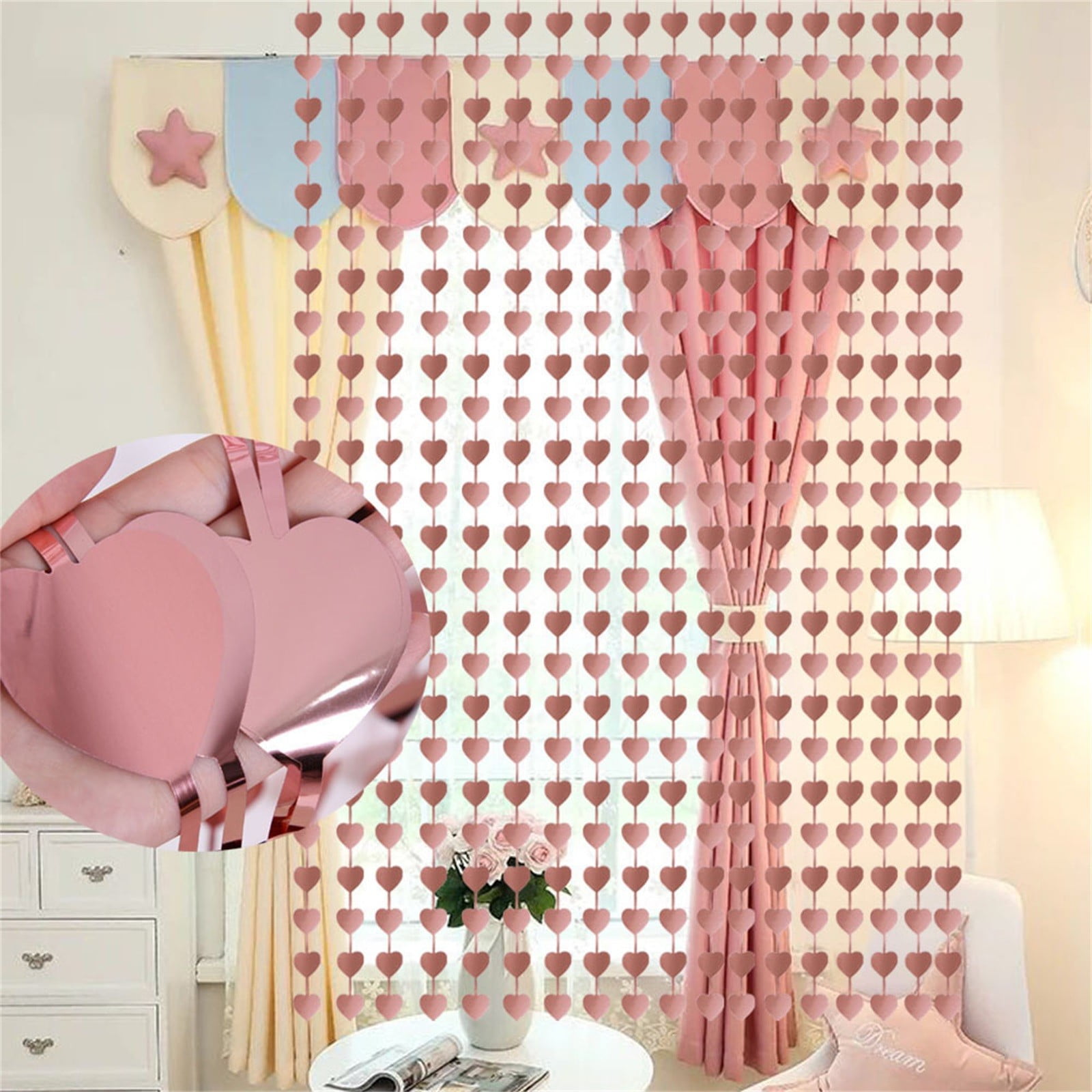 Limited Time Offer! Aurlik Valentine's Day Heart Foil Fringe Curtains ...