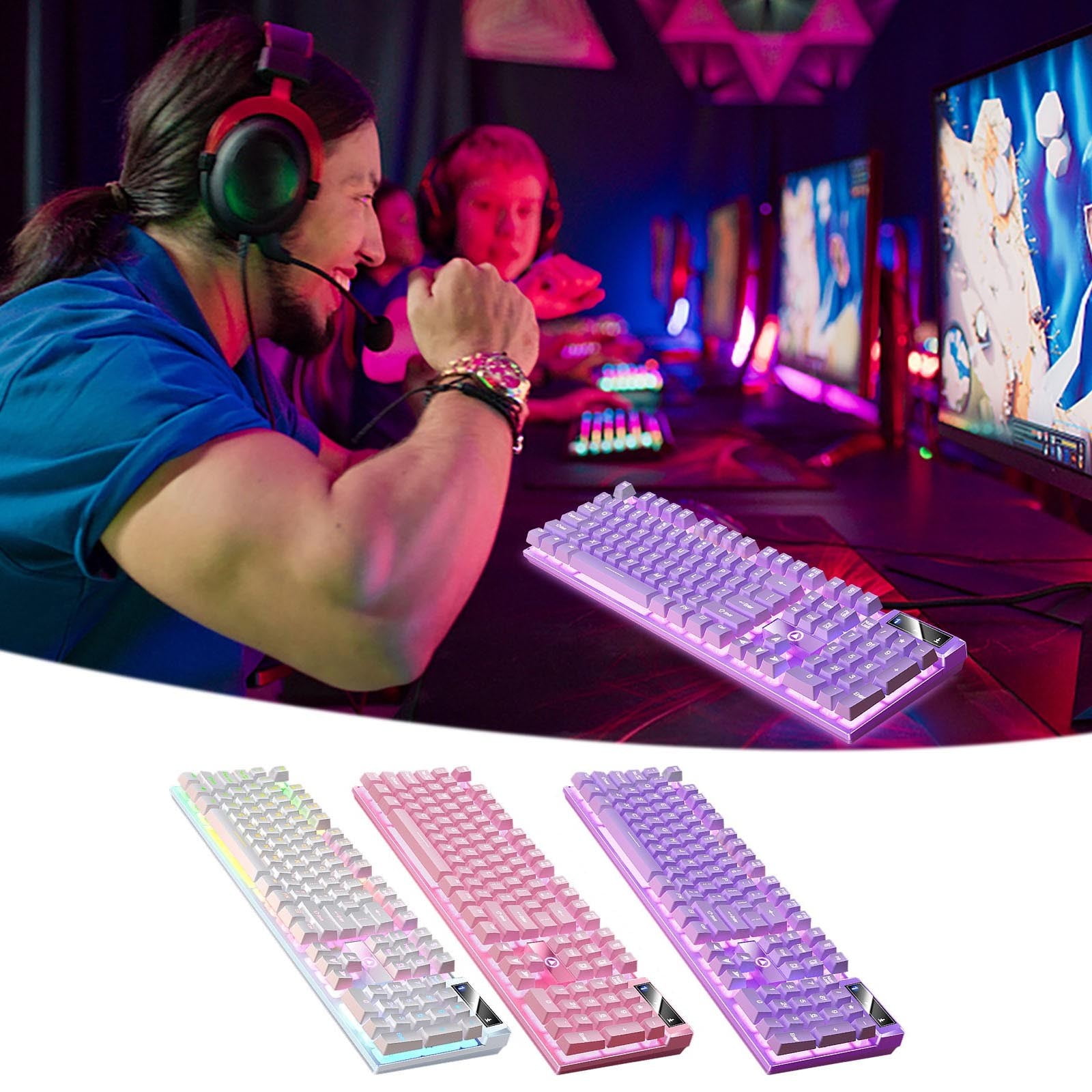 Limited Time Offer, Gaming Keyboard, Ergonomic Water-mechanical Keyboard, Ultra-slim Led Backlit ...