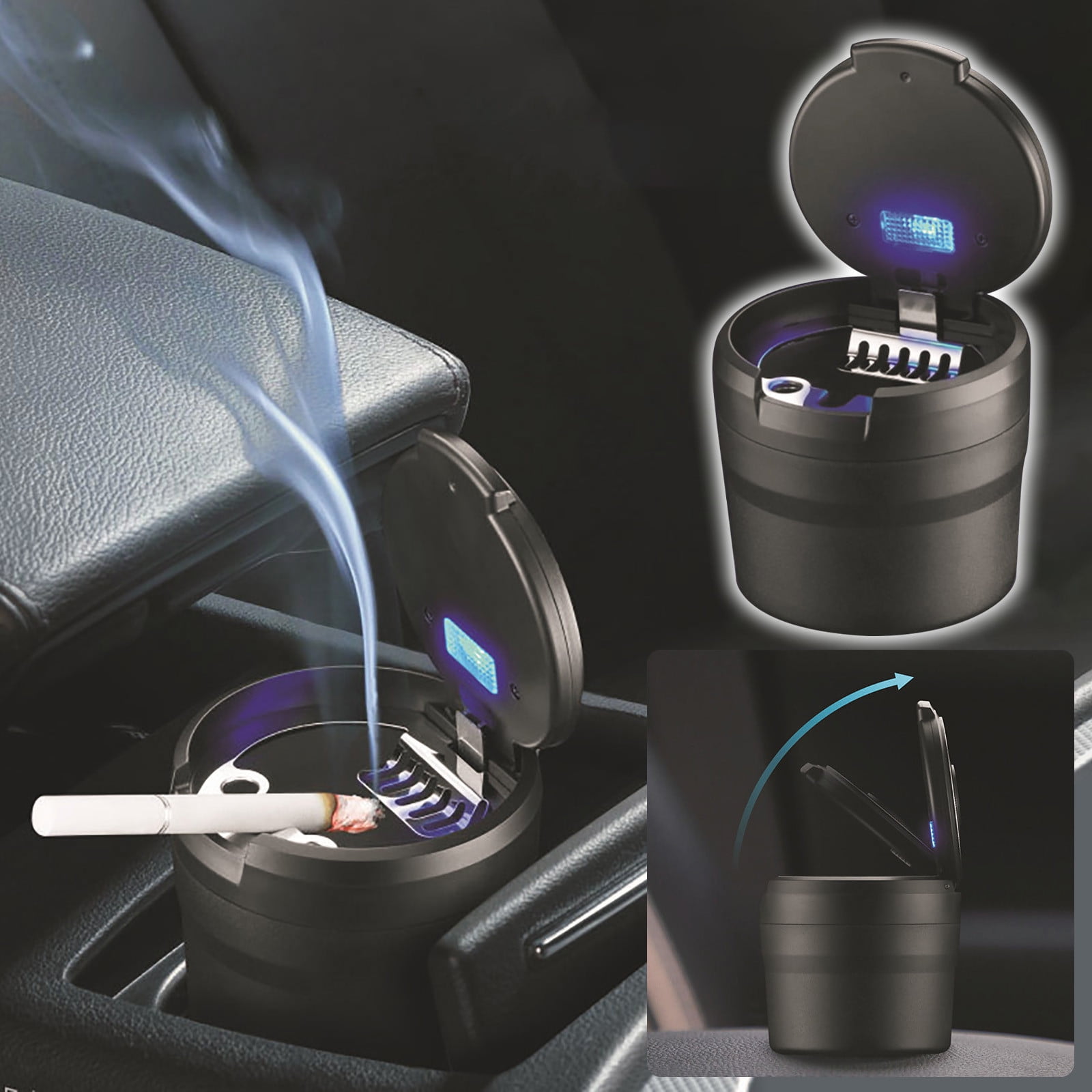 Limited Time Offer, Led Car Ashtray with Cover Interior Use Compact Ash ...