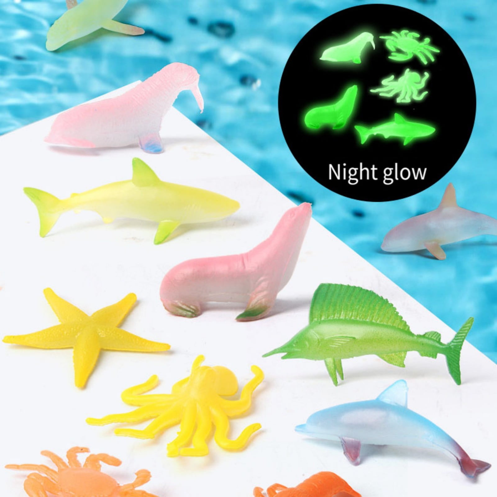 Limited Time, Realistic Sea Animals Figurines, Glowing In The Dark, 12 ...