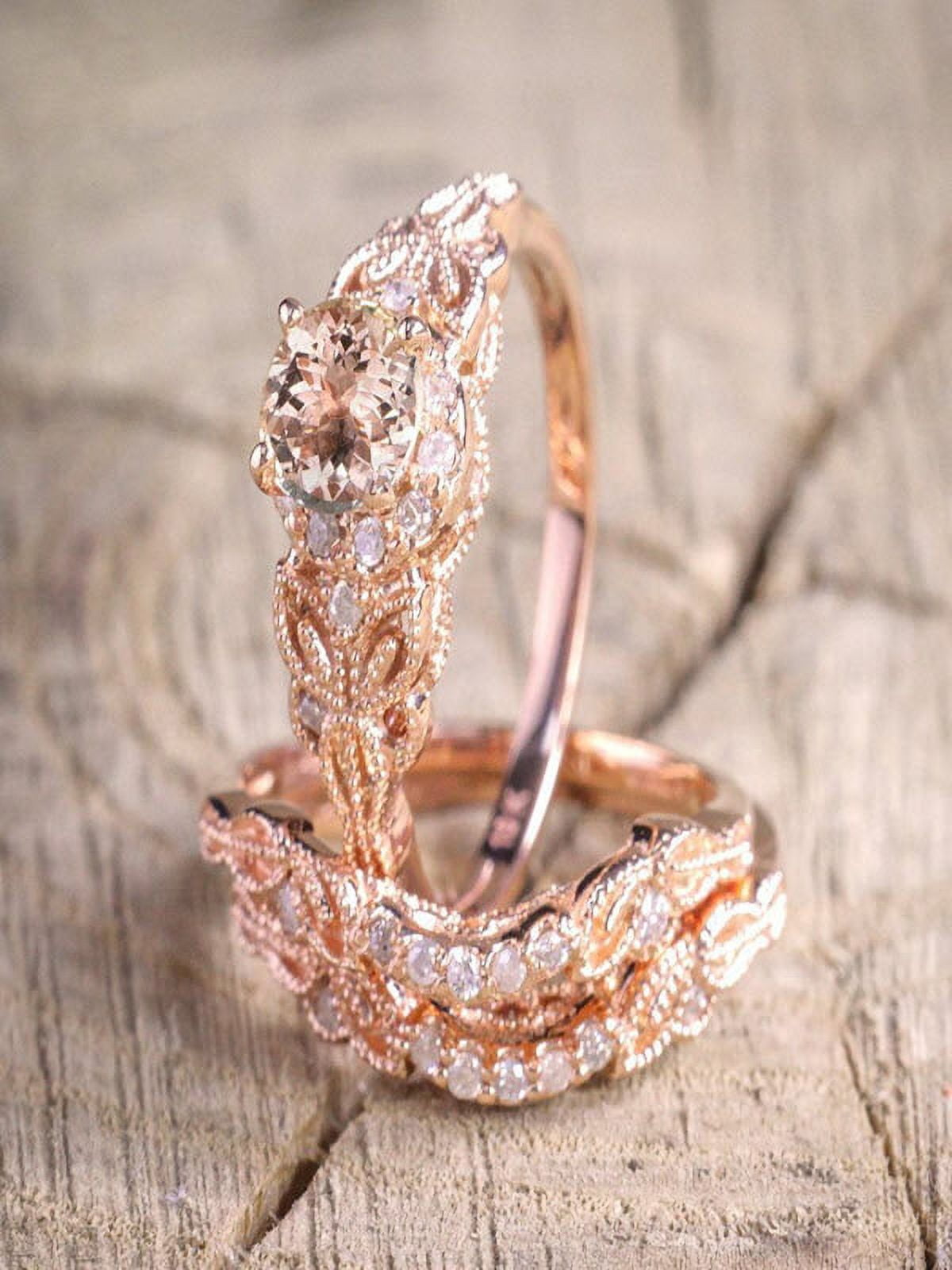 Limited Time Sale 2.25 carat Morganite and Diamond Trio Ring Set in 10k ...