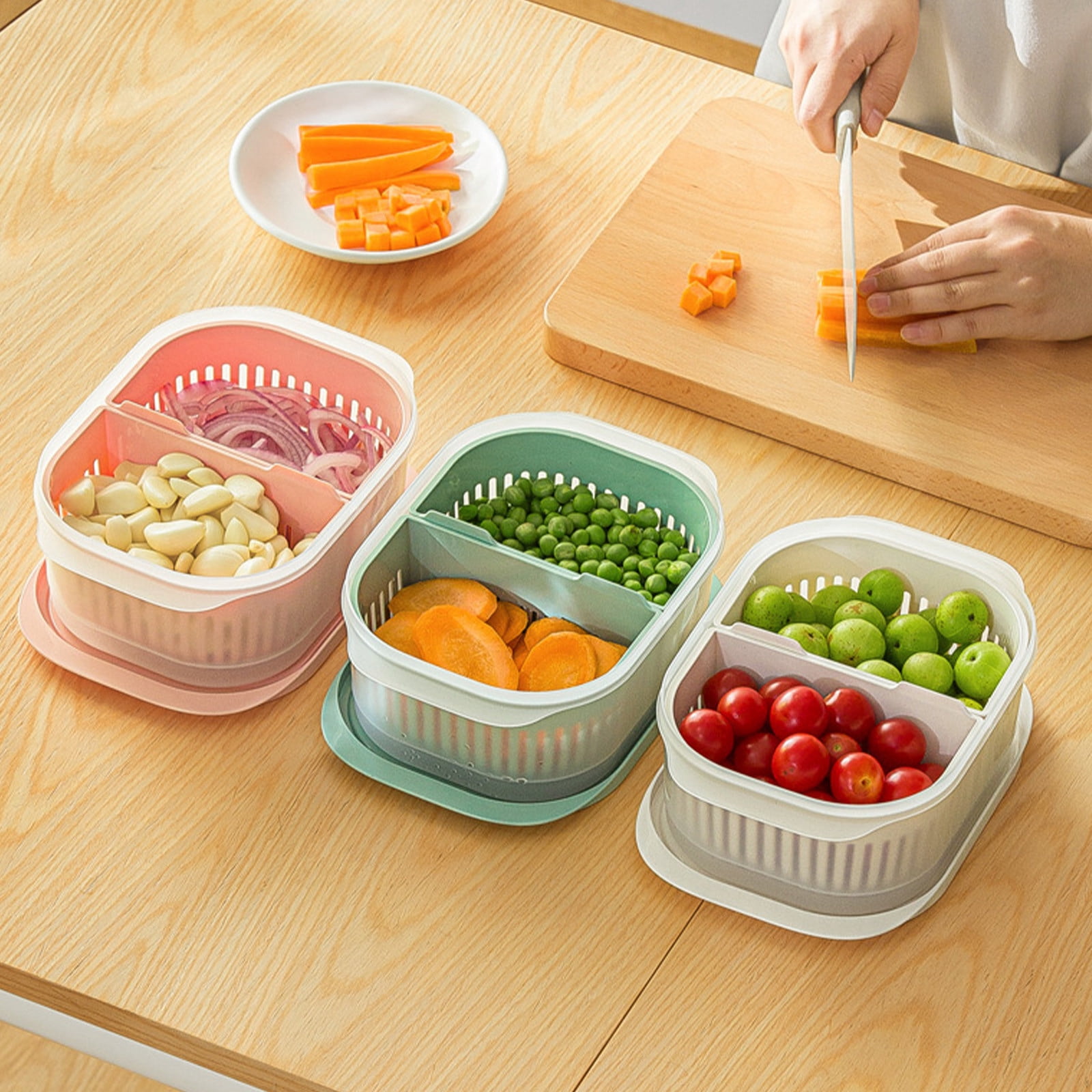 Limited Time Savings, Kitchen Ginger Garlic Drainer Organizer, Double ...