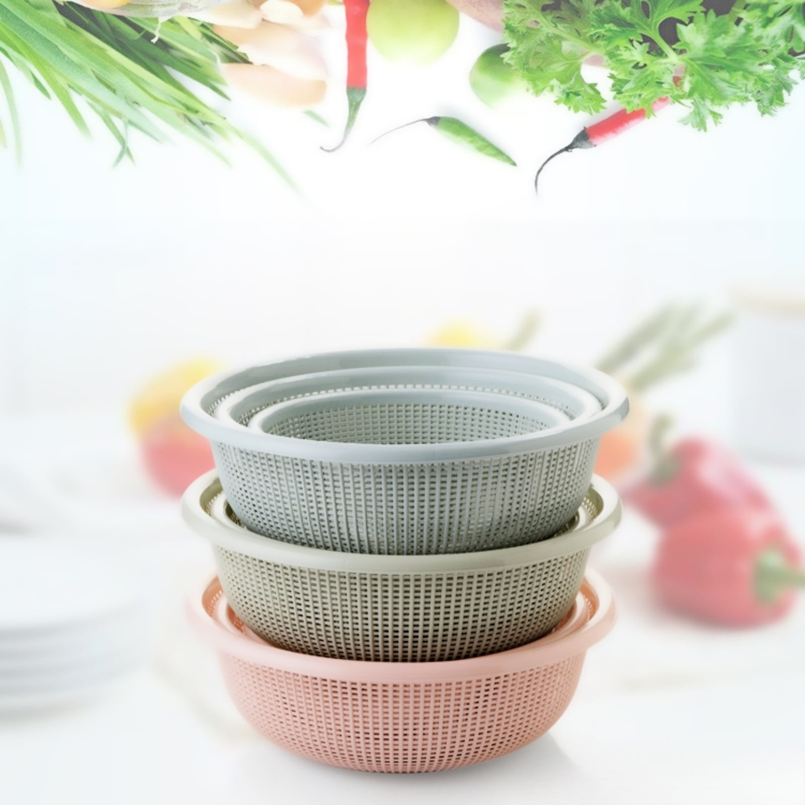 Limited Time Savings, Topliu Round Washing Basket Drain Sieve Set ...