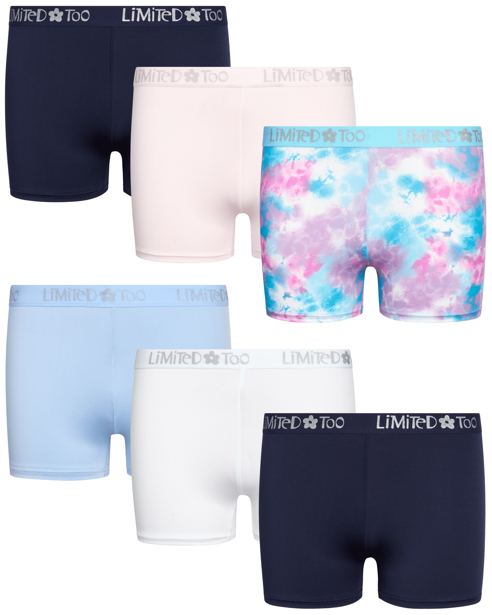 Limited Too Girls Active Play Shorts 6 Pack Under Dress Dance And Cartwheel Shorts S L