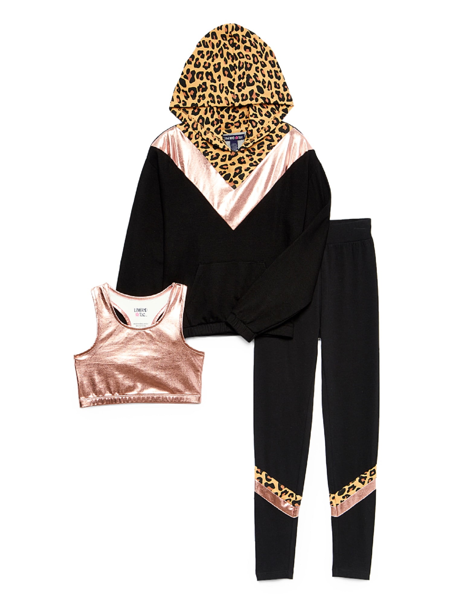 Limited Too Girls Activewear Pullover Sweater, Leggings, and Sports Bra ...
