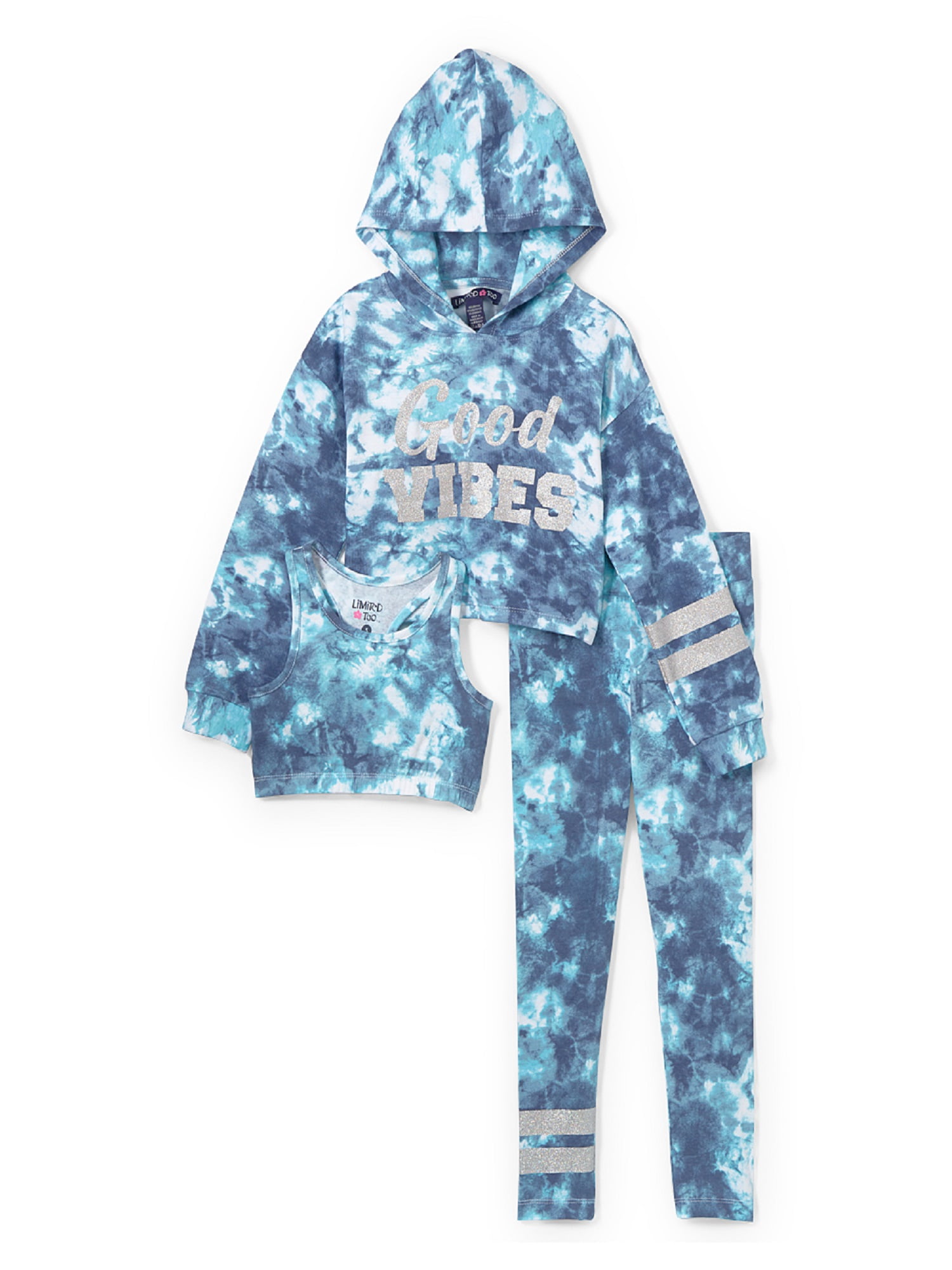 Limited Too Girls Activewear Pullover Sweater, Leggings, and Sports Bra ...
