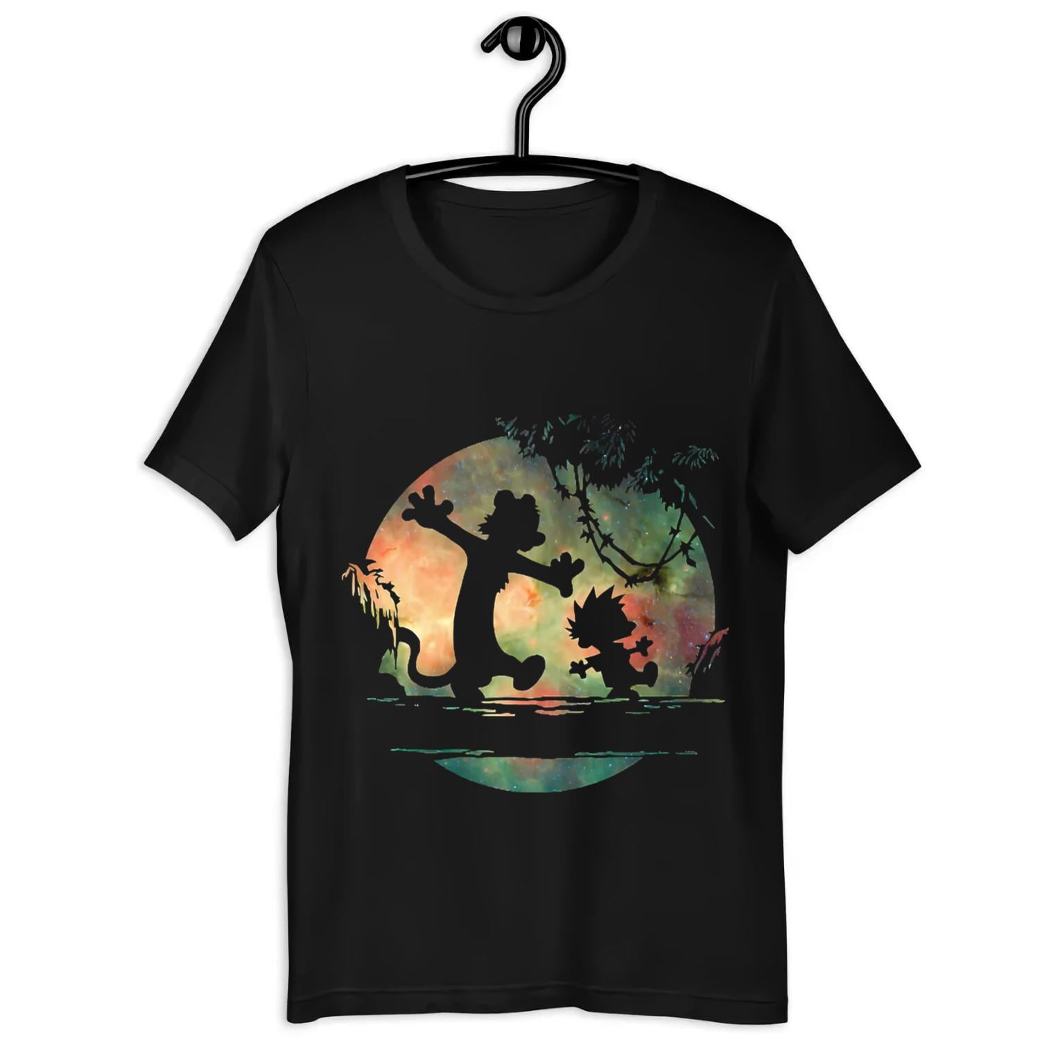 Limited edition Calvin And Hobbes cartoon black T-Shirt short sleeve All s 3F311-TH40512 ...