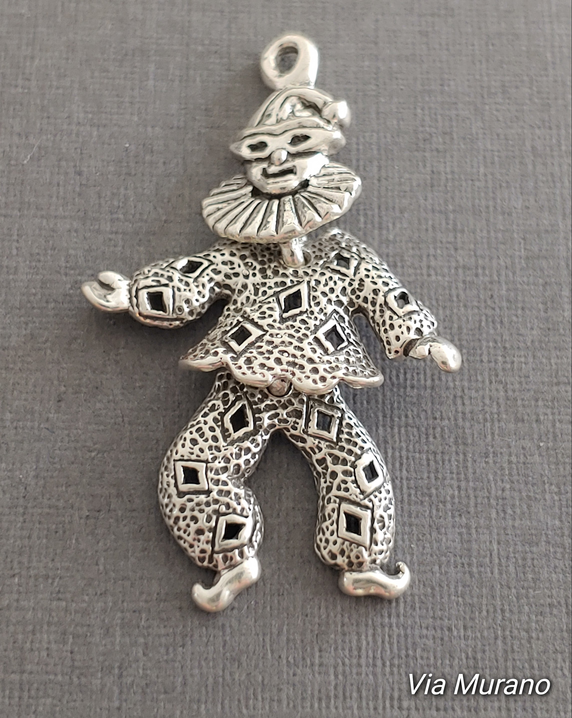 Limited edition sterling silver 3 piece movable clown charm measuring ...