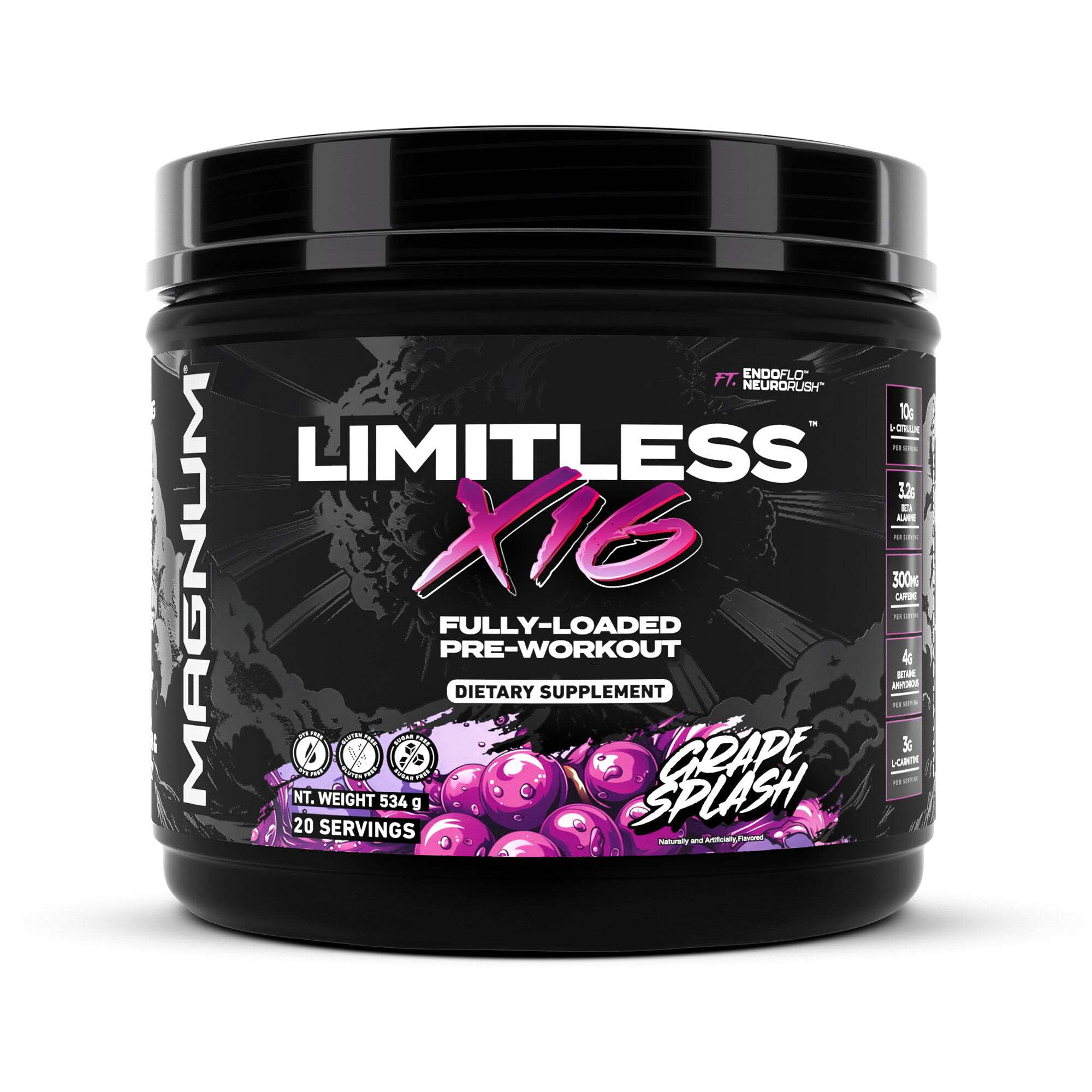 Magnum Nutraceuticals X16 Fully-Loaded Pre Workout Grape Splash 20 ...