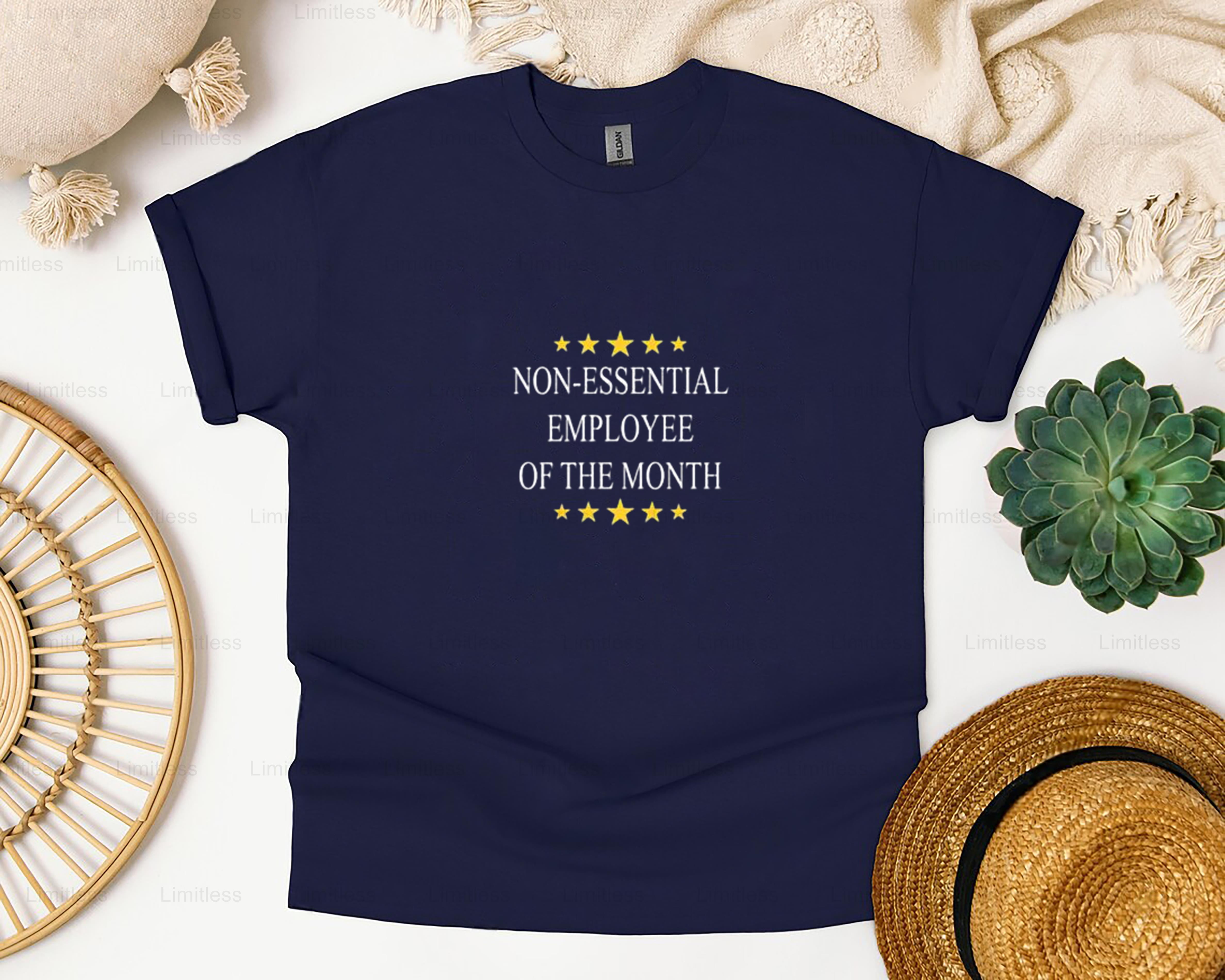 Limitless74 Non Essential Employee of the Month Sarcastic Graphic Top ...