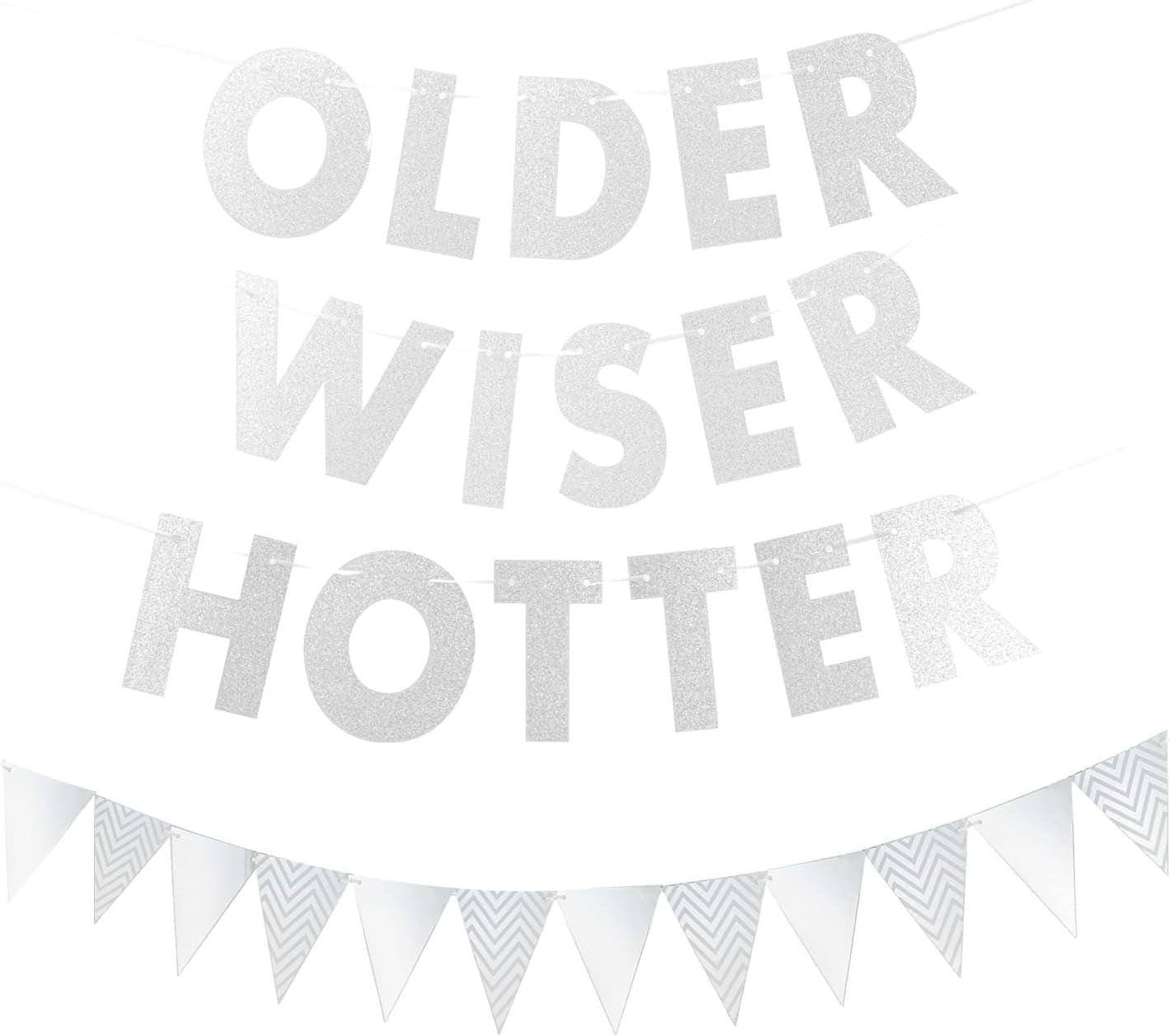 Liml Older Wiser Hotter Birthday Banner, Funny Birthday Decorations for ...