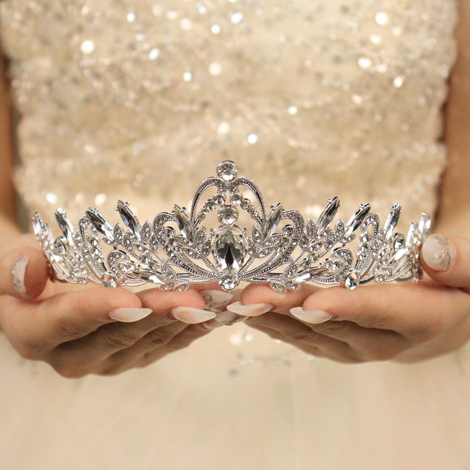 Liml Silver Crystal Tiaras and Crowns for Women Sparkling Rhinestone ...