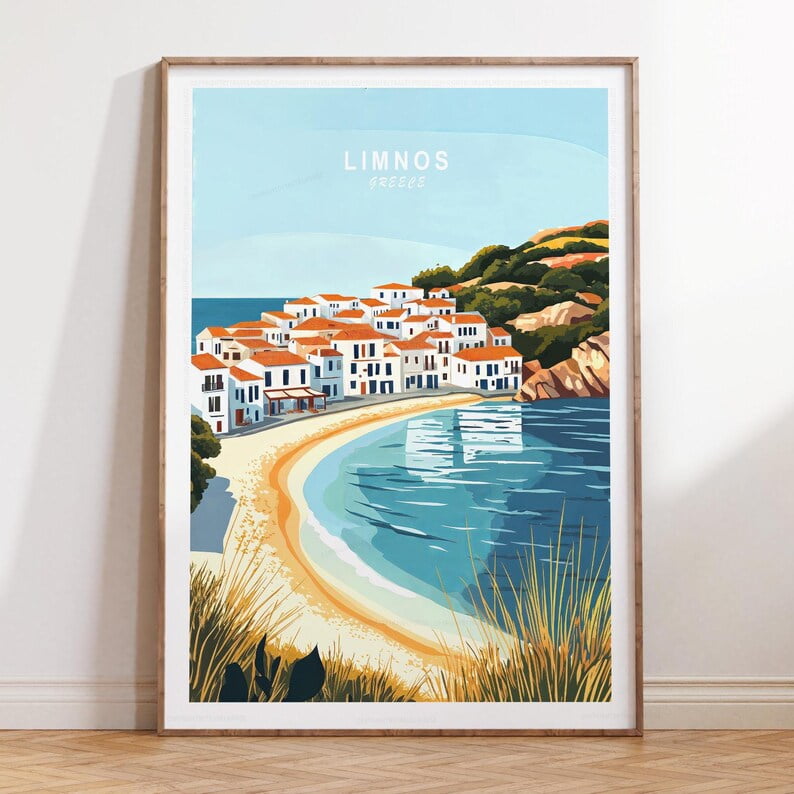 Limnos Greece Print – Greece Poster, Limnos Wall Art, Minimalist Travel ...
