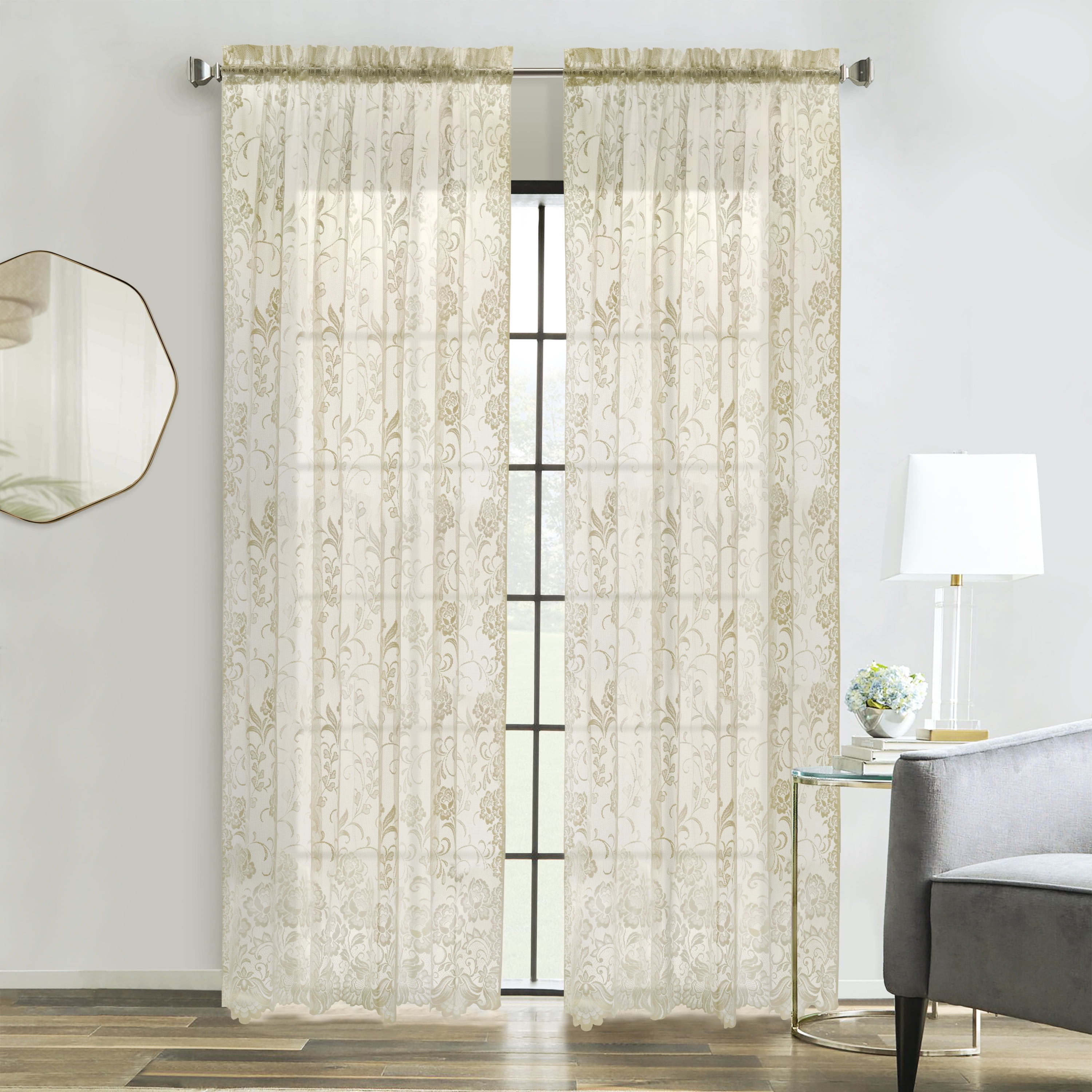 Habitat Limoges Sheer Rod Pocket Curtain Panel 55 x 84 in Ivory ...