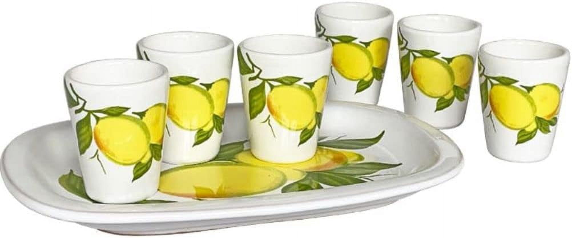 Limoncello Ceramic Glasses and Ceramic Tray, Set of 6 - Walmart.com