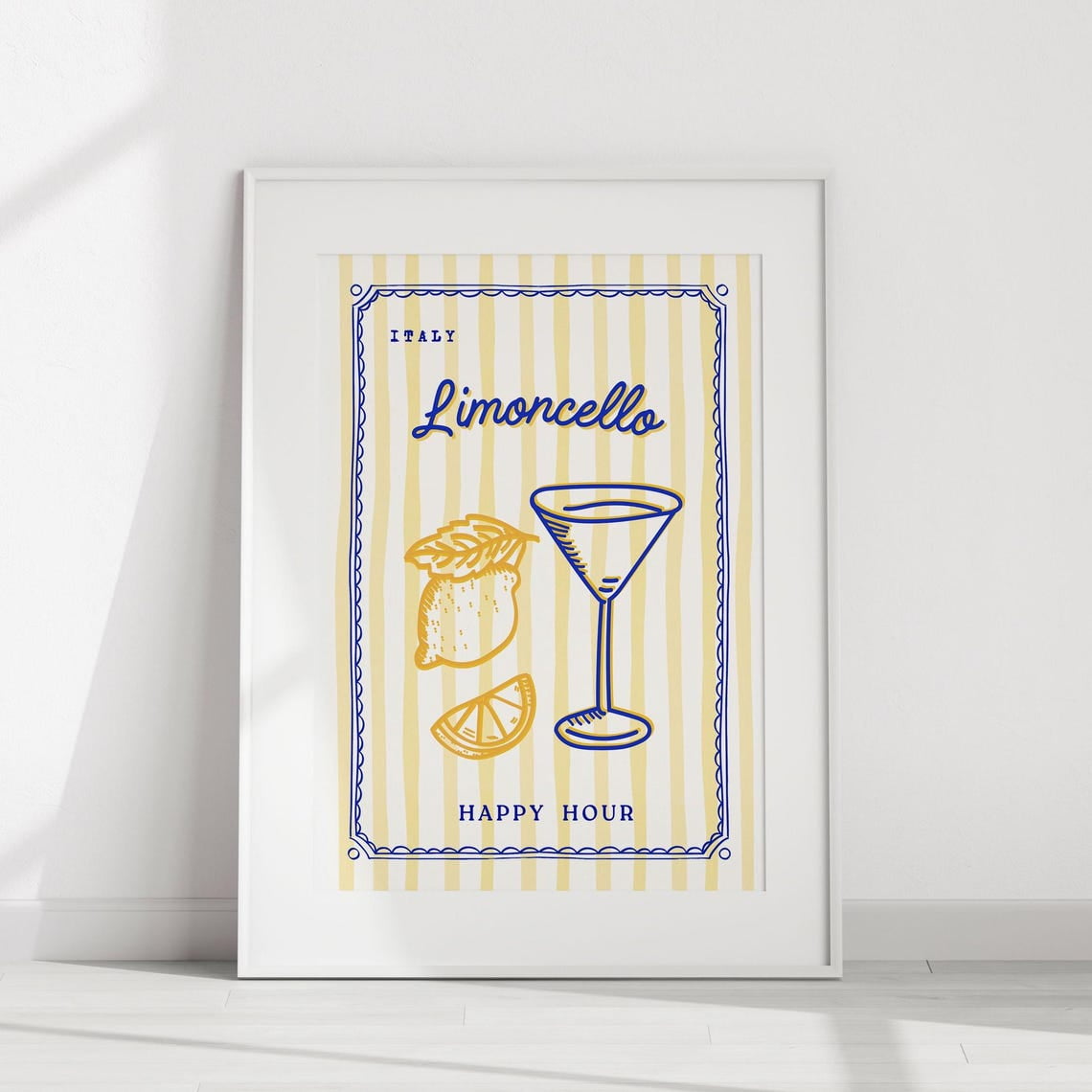 Limoncello Cocktail Print Poster Retro Italian Kitchen Bar Cart Art ...