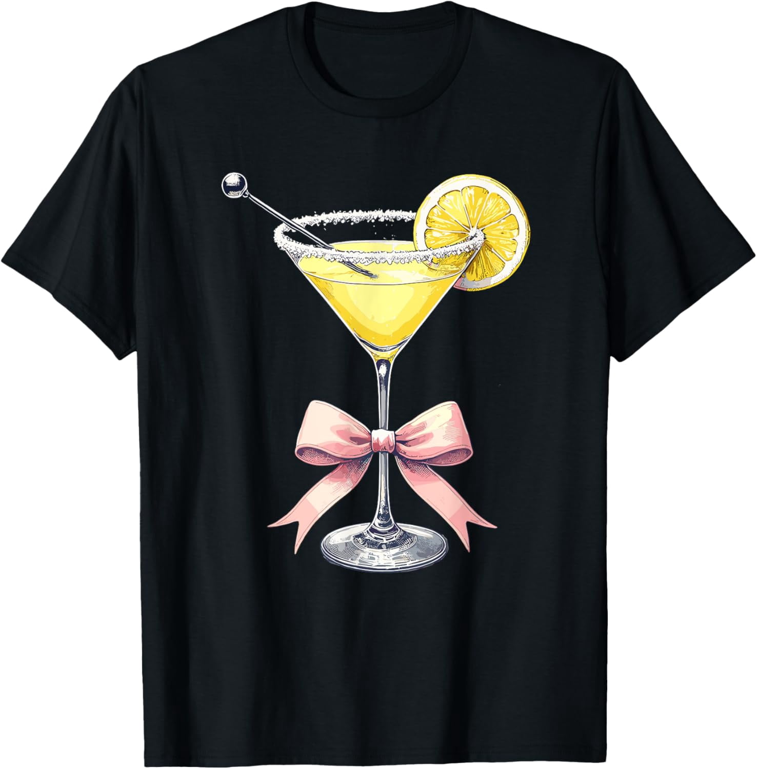 Limoncello Coquette Lemon Drop With Pink Bow Mediterranean Aesthetic T ...