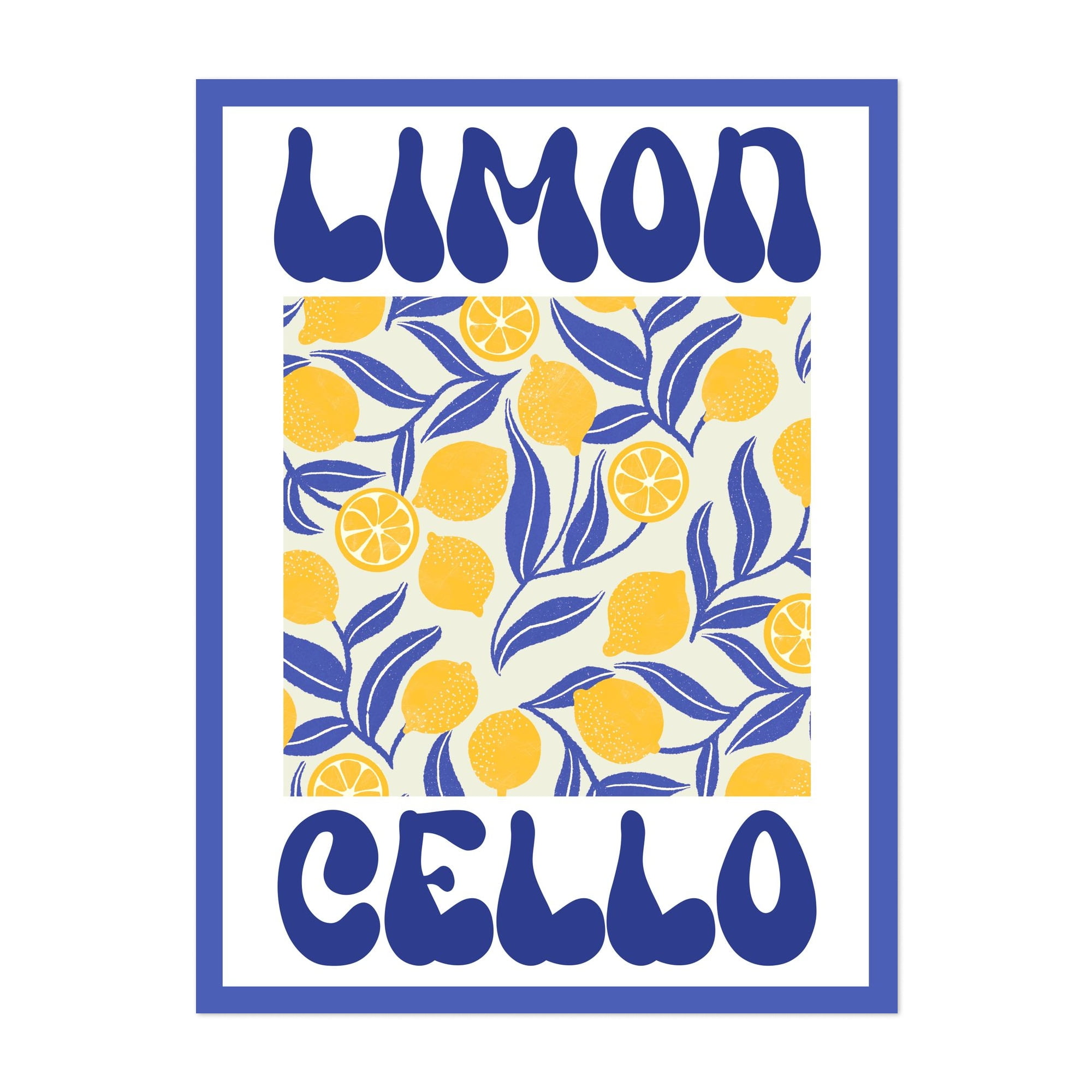 Limoncello - Italian riviera aesthetic - Typography Lemon Fruit Pattern ...