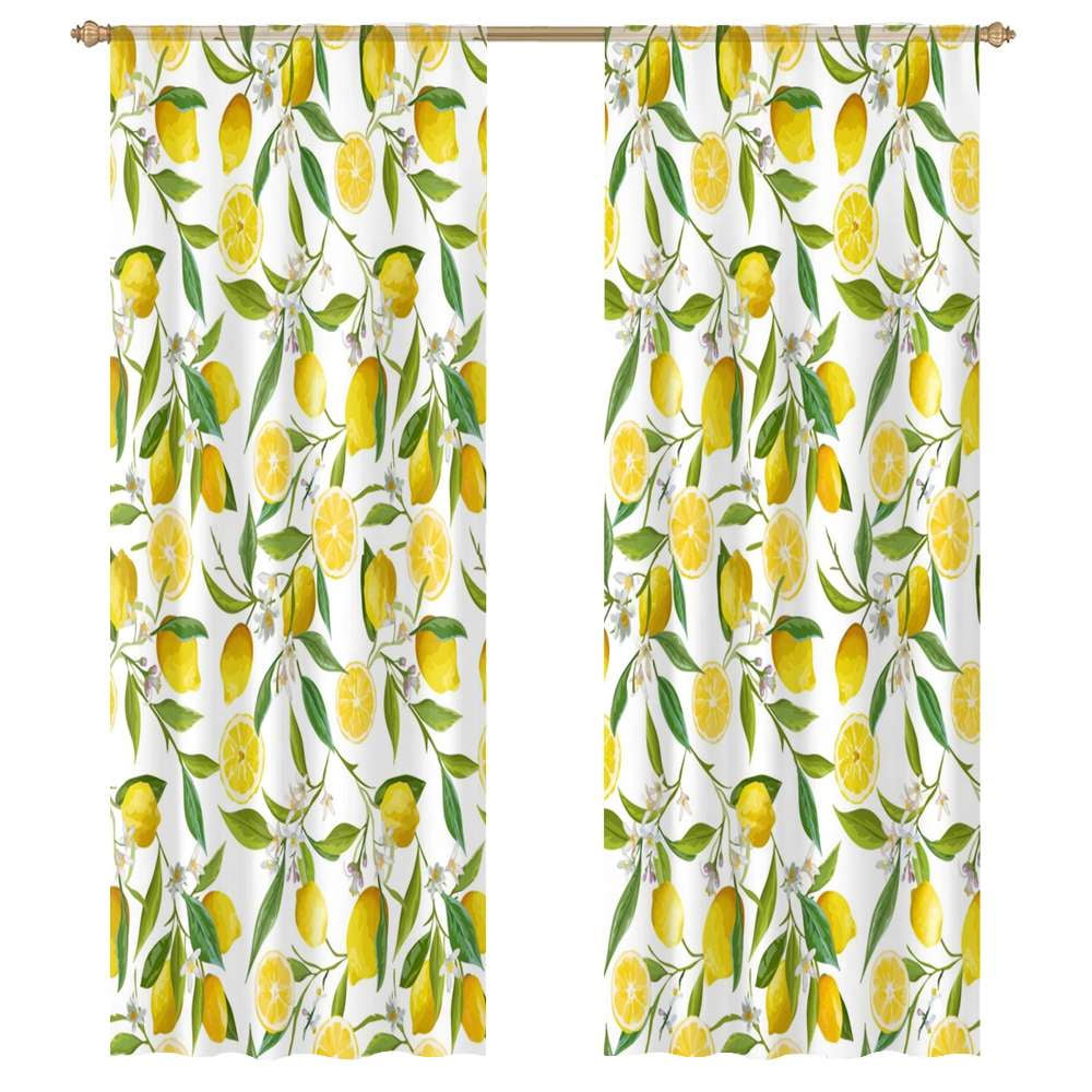 Limoncello, Lemon Vine Sheer Window Curtains for Living Room Kitchen ...