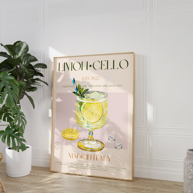 Limoncello Poster Printable Digital Download Bar Cart Print Vintage ...