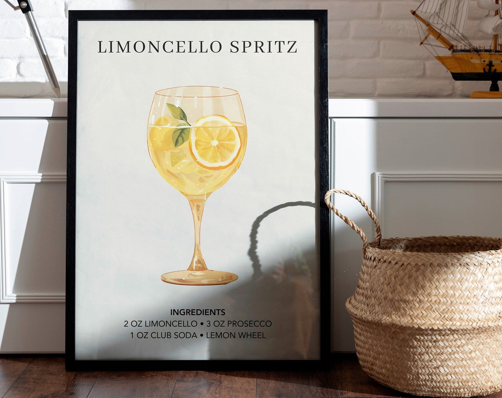 Limoncello Spritz Art Print | Bar Cart Decor | Cocktail Poster ...