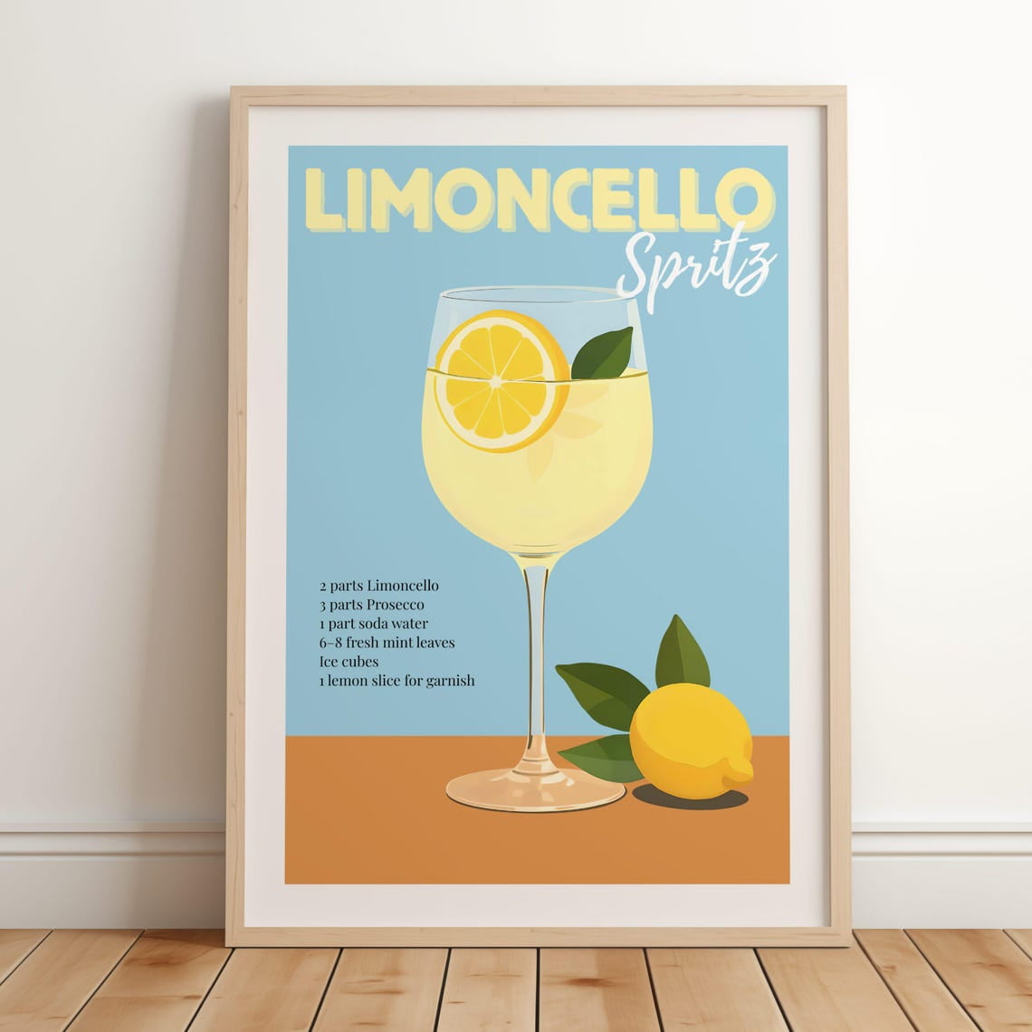 Limoncello Spritz Art Print Bar Cart Decor Limoncello Spritz Recipe ...