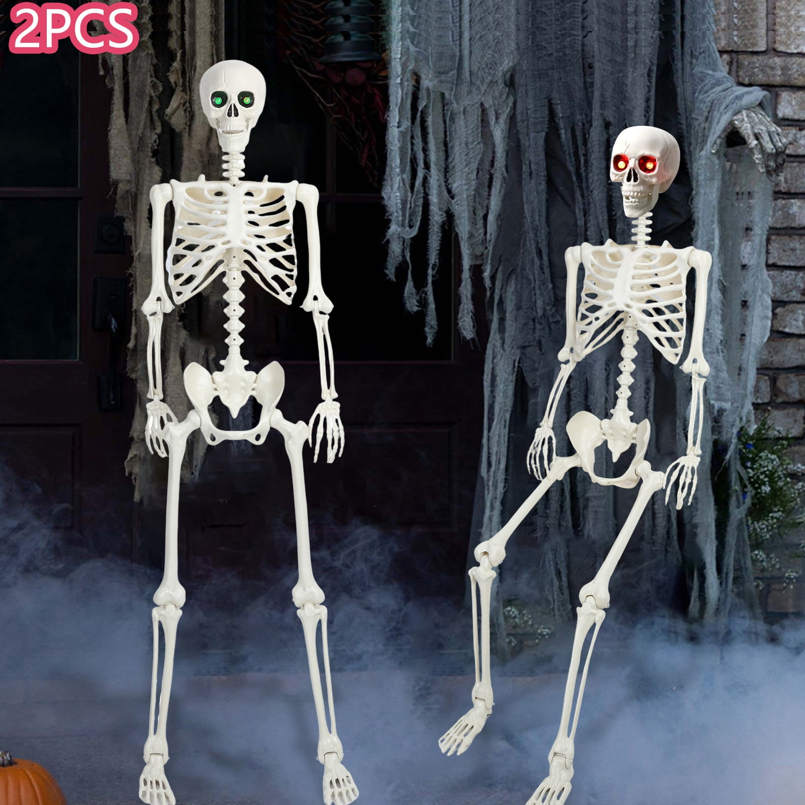 Limorve 2pc 5.4FT Skeleton Halloween Decorations,Full Body Posable Life ...