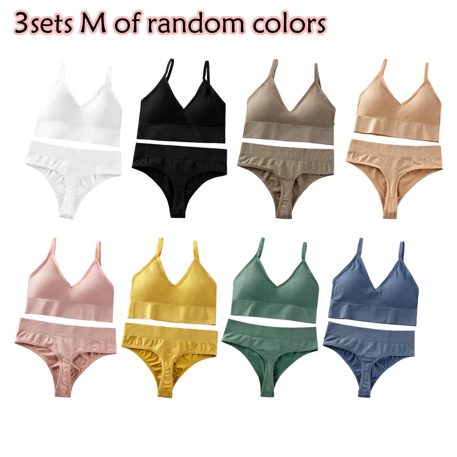 Limorve 3 Sets Random colors Bra G-strings Seamless Wireless Ladies ...