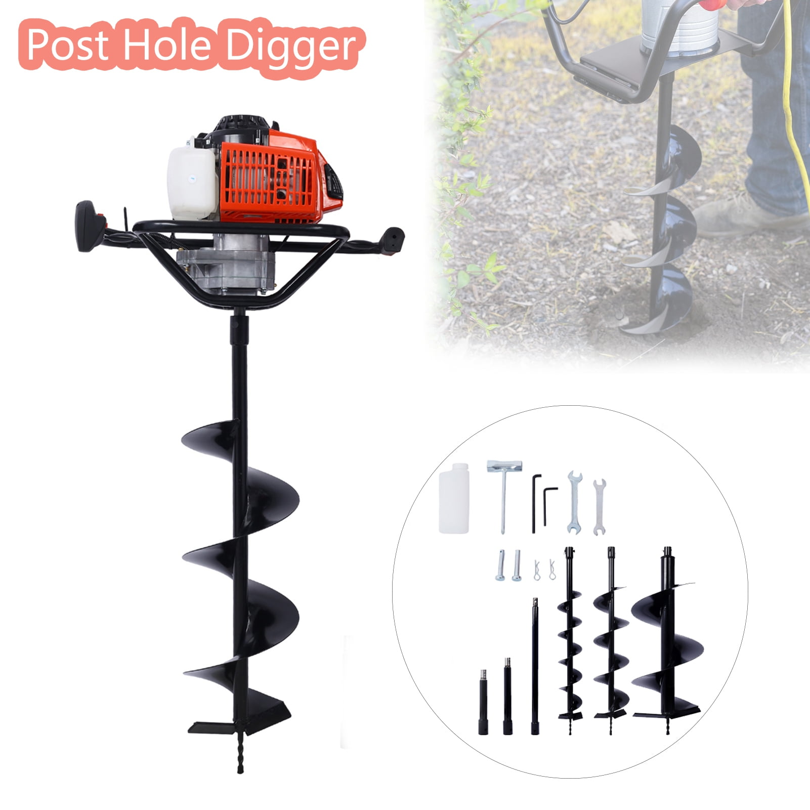 Limorve 63cc Post Hole Digger,2 Stroke Petrol Gas Powered Earth Digger ...