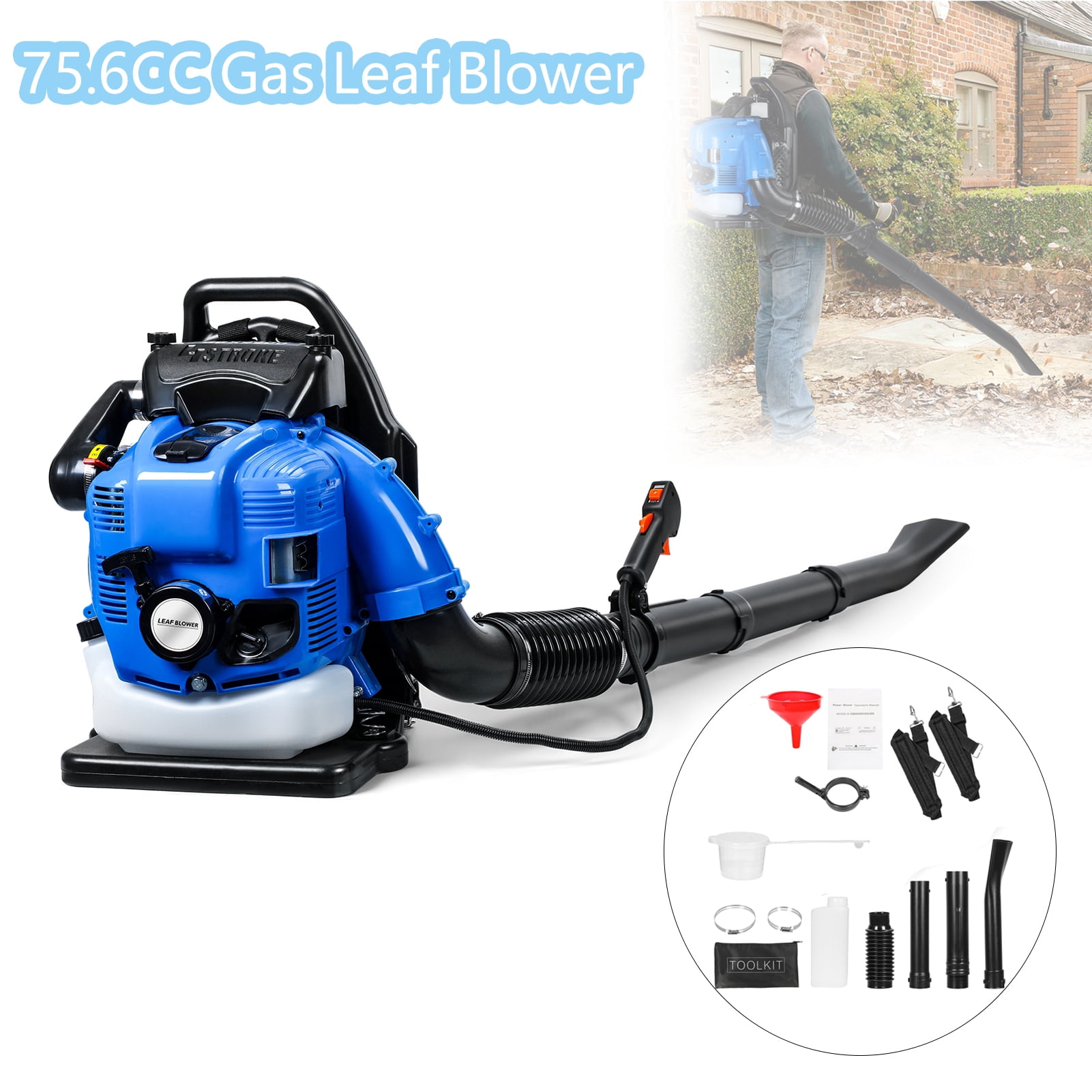 Limorve 75.6CC Gas Leaf Blower, 4Stroke Backpack Gas Blower,2.6kw/7000r ...