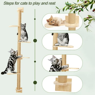 Pefilos Cat Tree Tower Interactive Adjustable 90"-108" Tall, 5-Tier ...