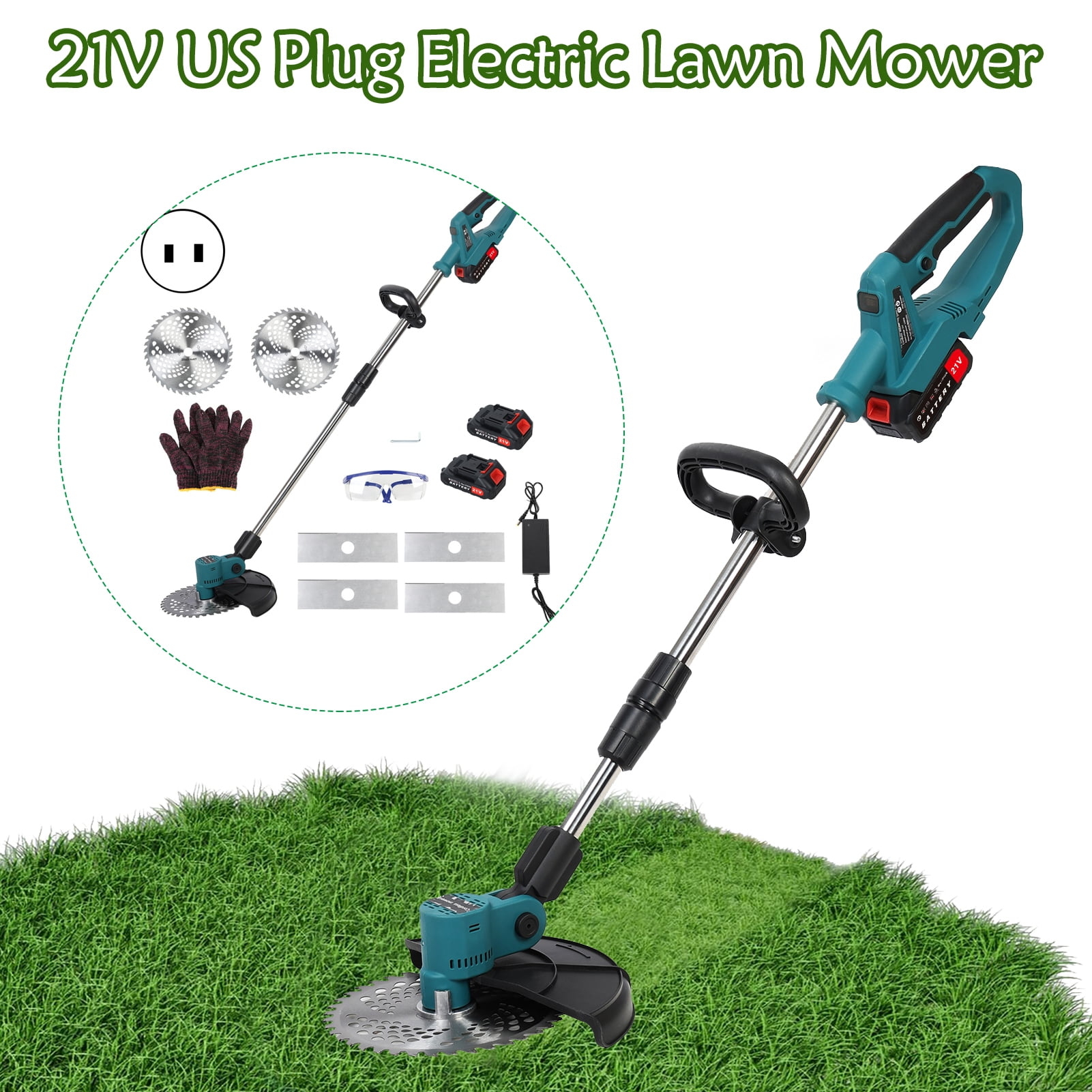 Limorve 9 Inch Electric Weed Mower Cordless Trimmer, Retractable Home ...